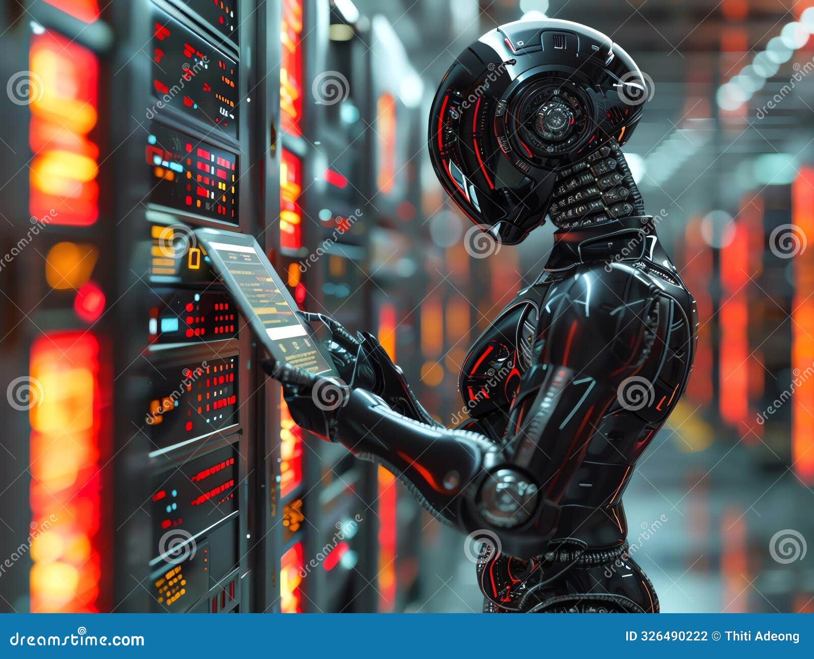 Fullbody Android Encrypting Data, Digital Security, Sleek Appearance ...