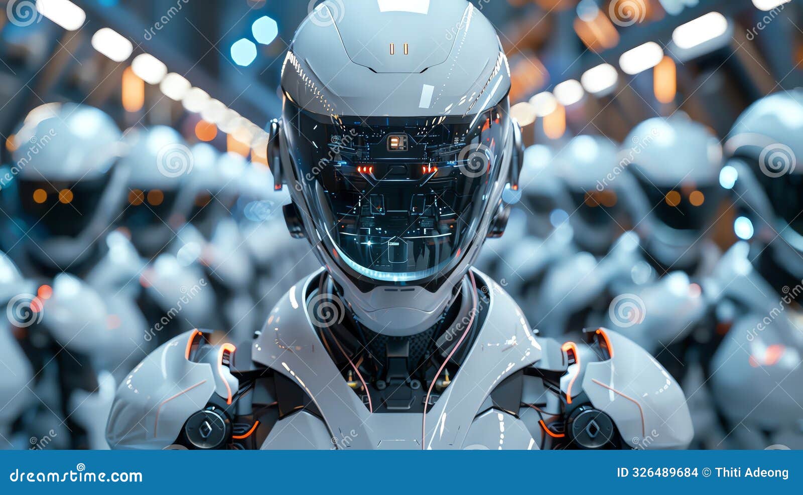 Fullbody Android Setting Up Firewalls, Network Security, Hightech Look ...