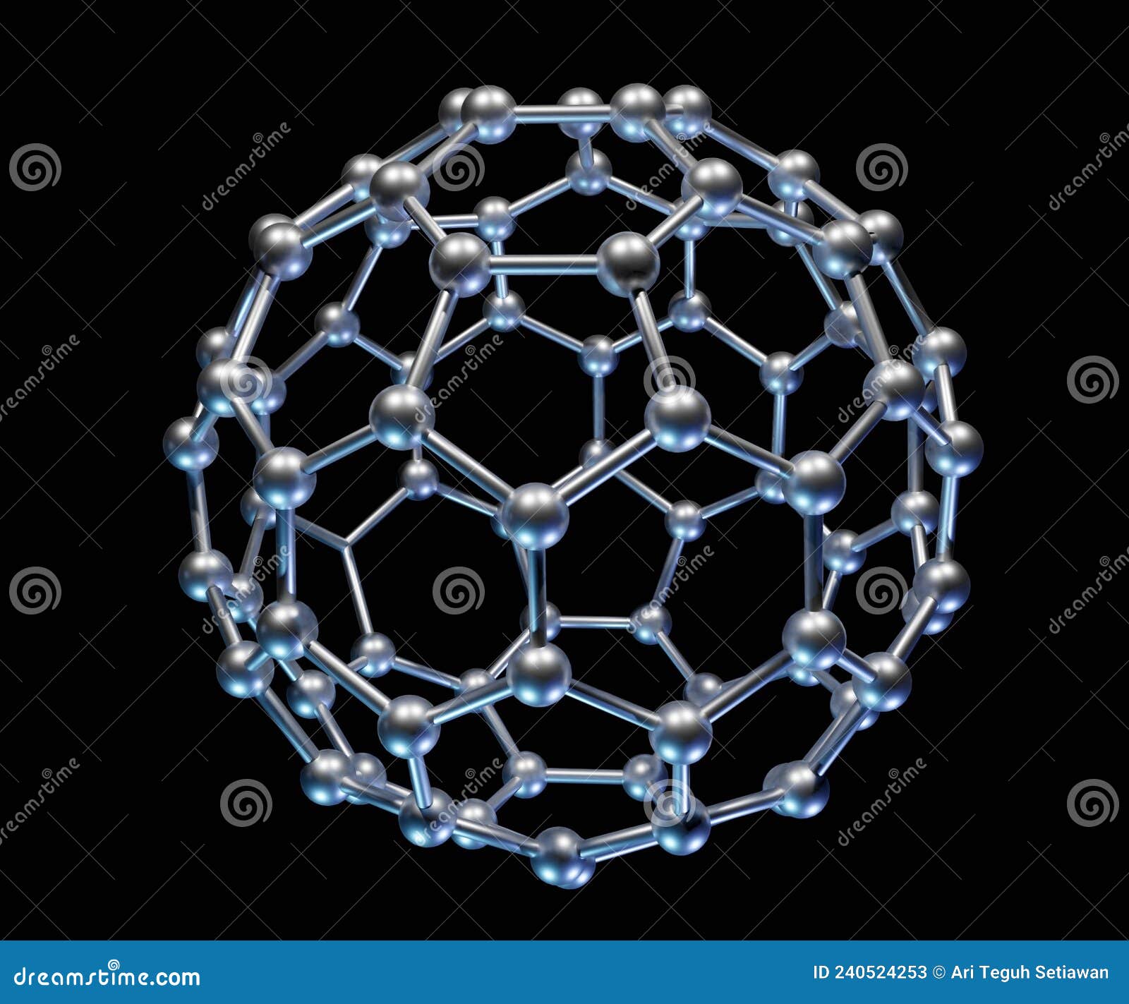 Fullerene Is A Nanostructure. Isolated On The Black Background. 3d ...