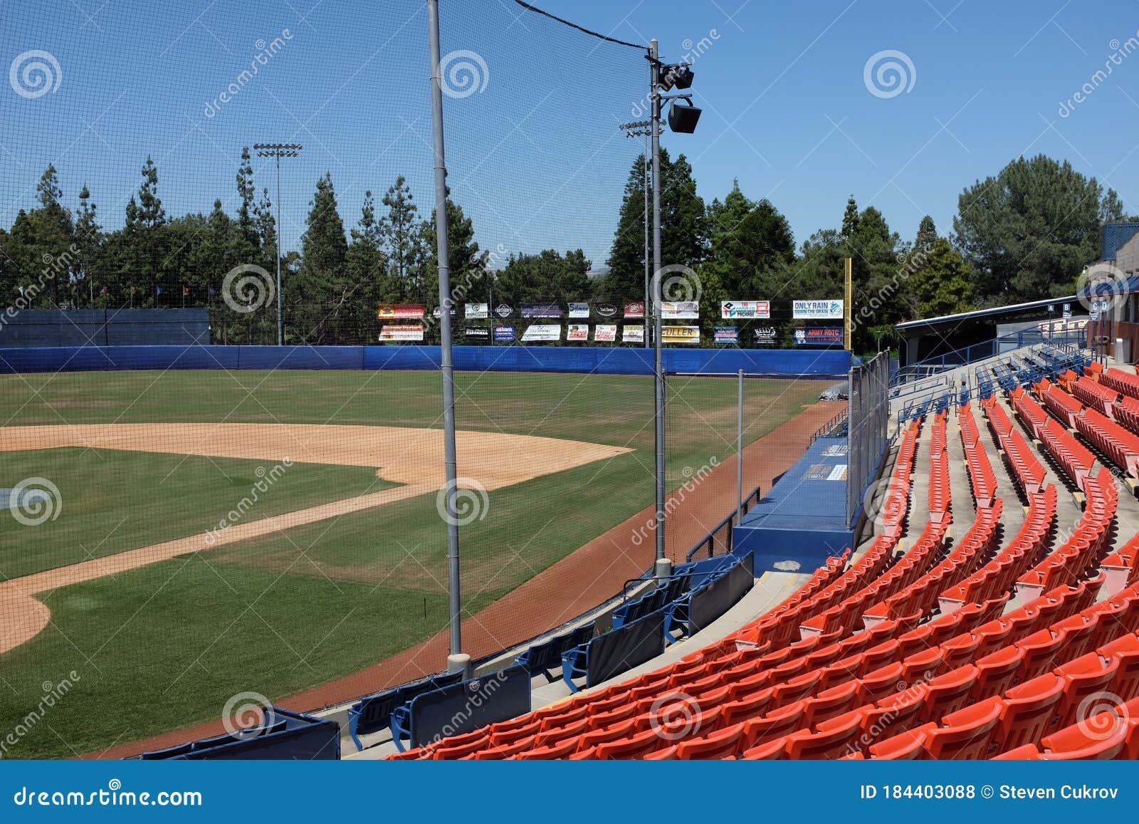 FULLERTON CALIFORNIA - 22 MAY 2020: Goodwin Field Seating, First Base ...