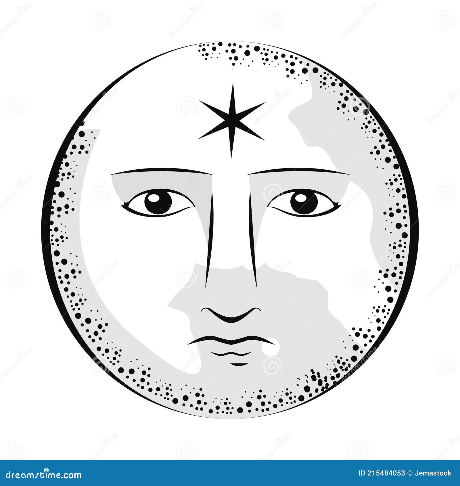 Fullmoon with face stock vector. Illustration of moon - 215484053