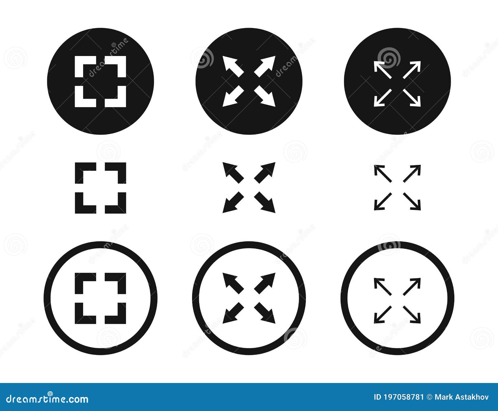 Fullscreen Icon Set. Maximize Screen Symbol Collection Stock Vector ...