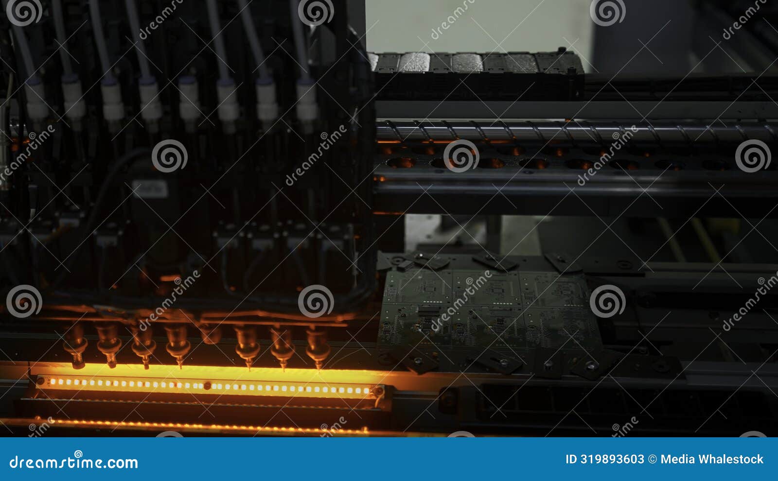 Fully Automated Assembly Line at Electronics Factory. Creative ...