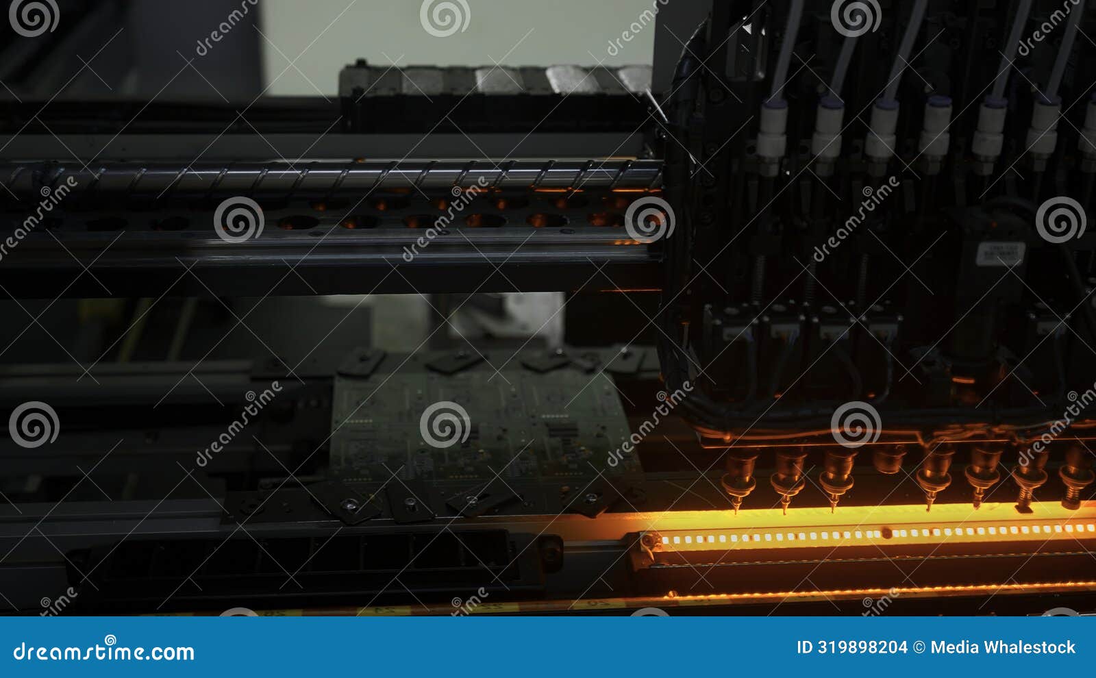 Fully Automated Assembly Line at Electronics Factory. Creative ...