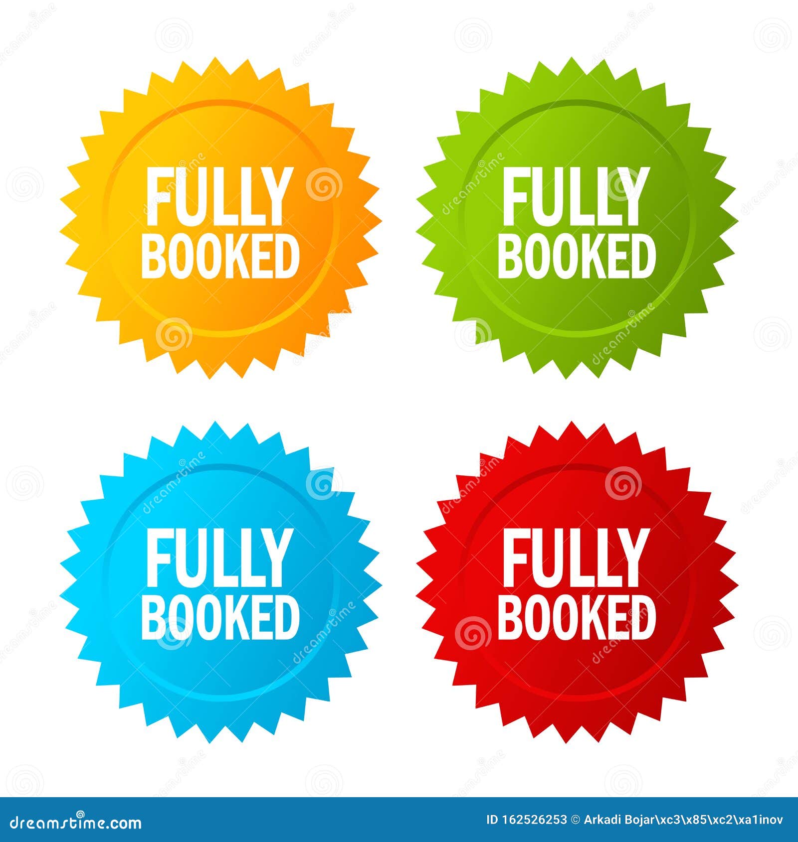 Fully Booked Button. Sticker. Banner. Rounded Glass Sign Vector ...