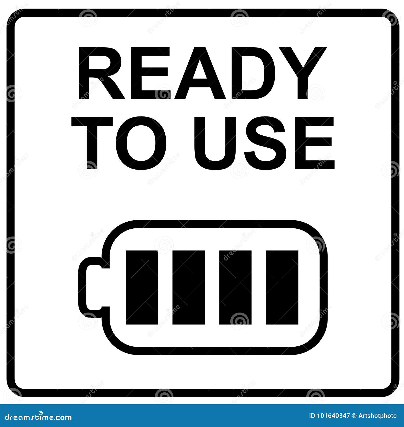 Fully charged battery stock vector. Illustration of letters - 101640347