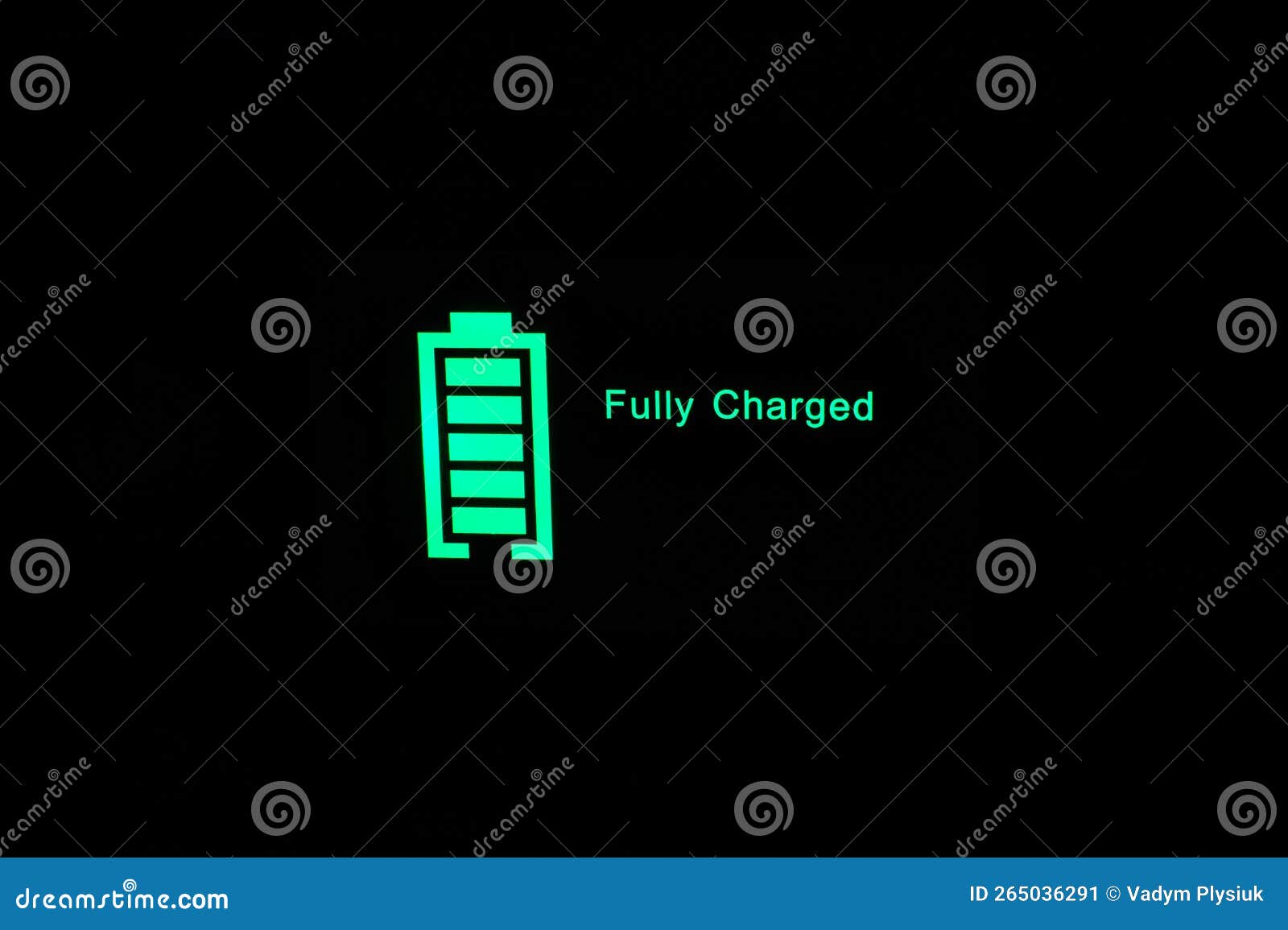 `Fully Charged` Glowing Green Battery Charge Indicator. Fast Charging ...