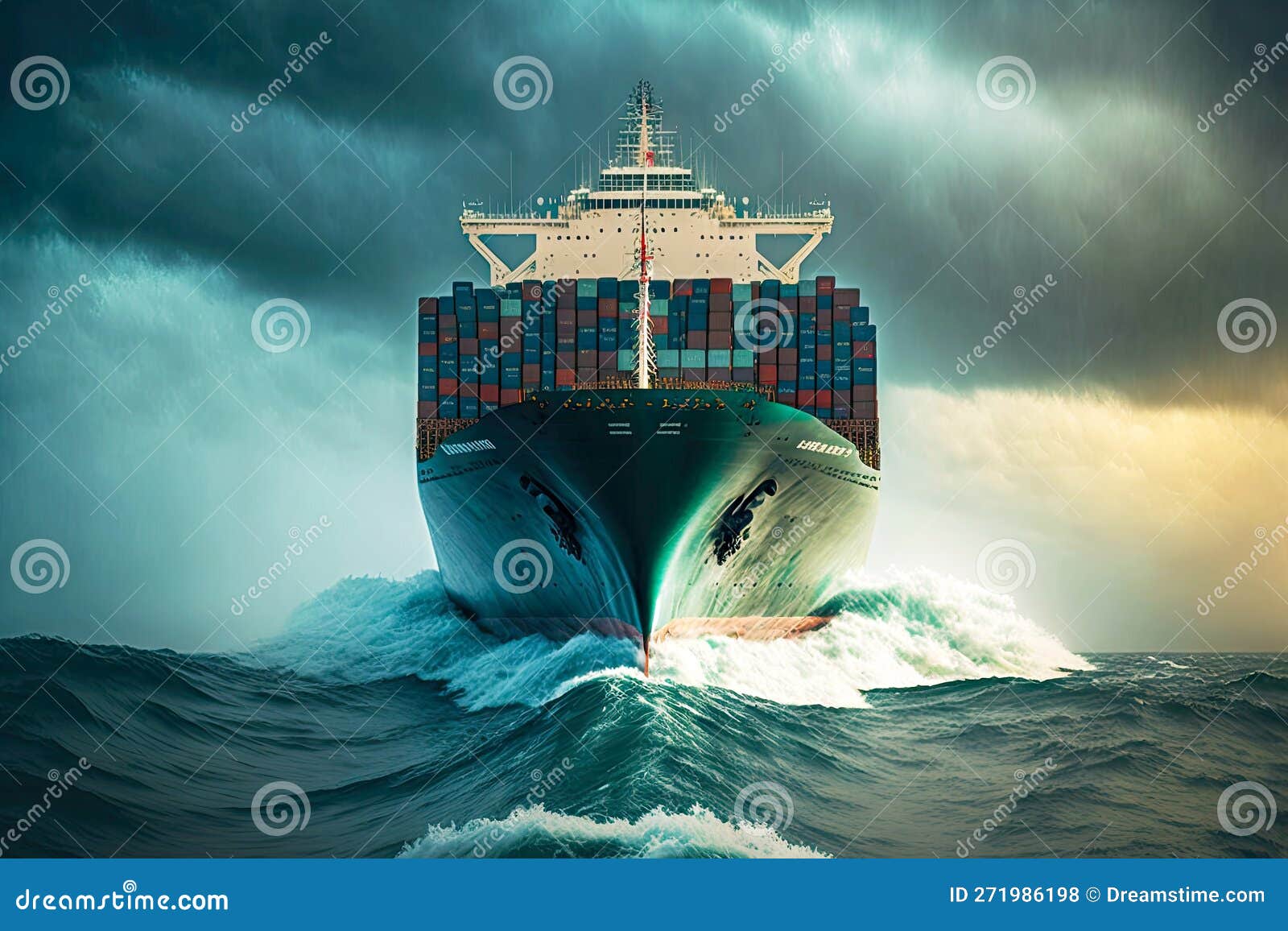 Fully Container-laden Cargo Ship Sails Sea Stock Illustration ...