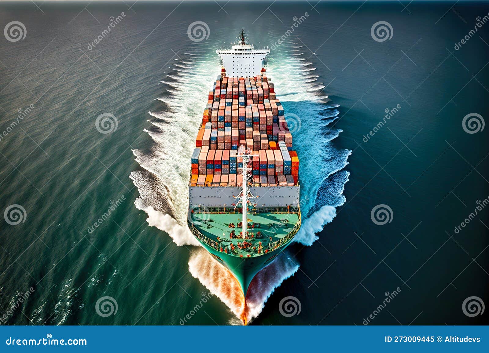 Fully Container-laden Cargo Ship Sails Sea Stock Image - Image of ...