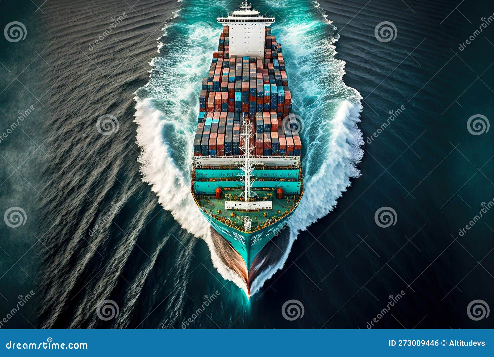 Fully Container-laden Cargo Ship Sails Sea Stock Photo - Image of ...