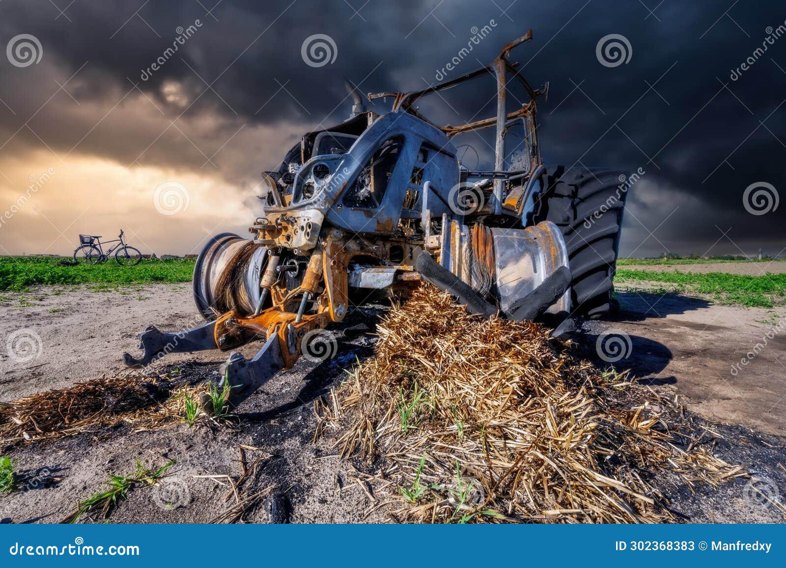 Fully Destroyed Burnt Down Tractor Stock Image - Image of weather ...