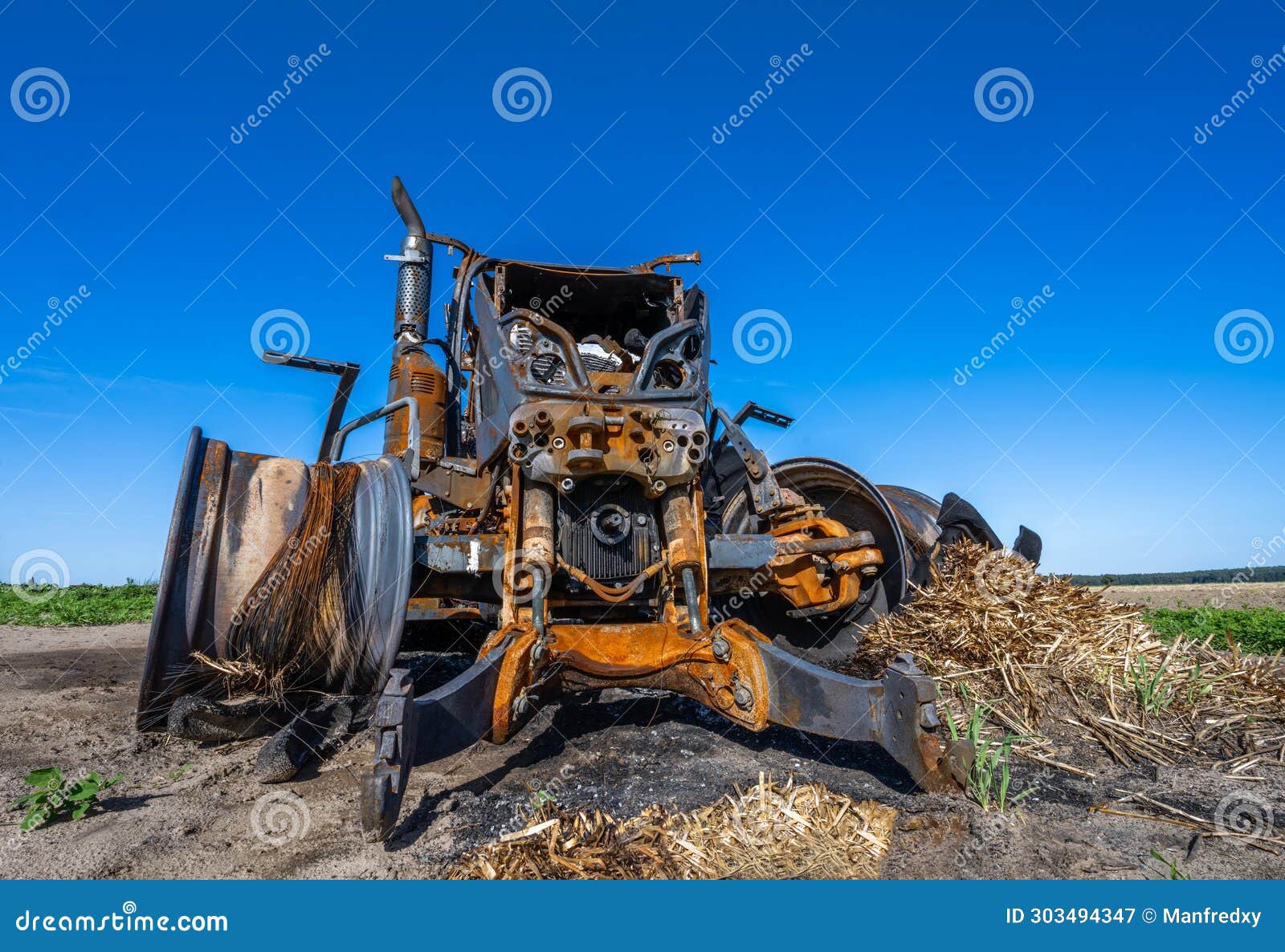 Fully Destroyed Burnt Down Tractor Stock Image - Image of ruined ...