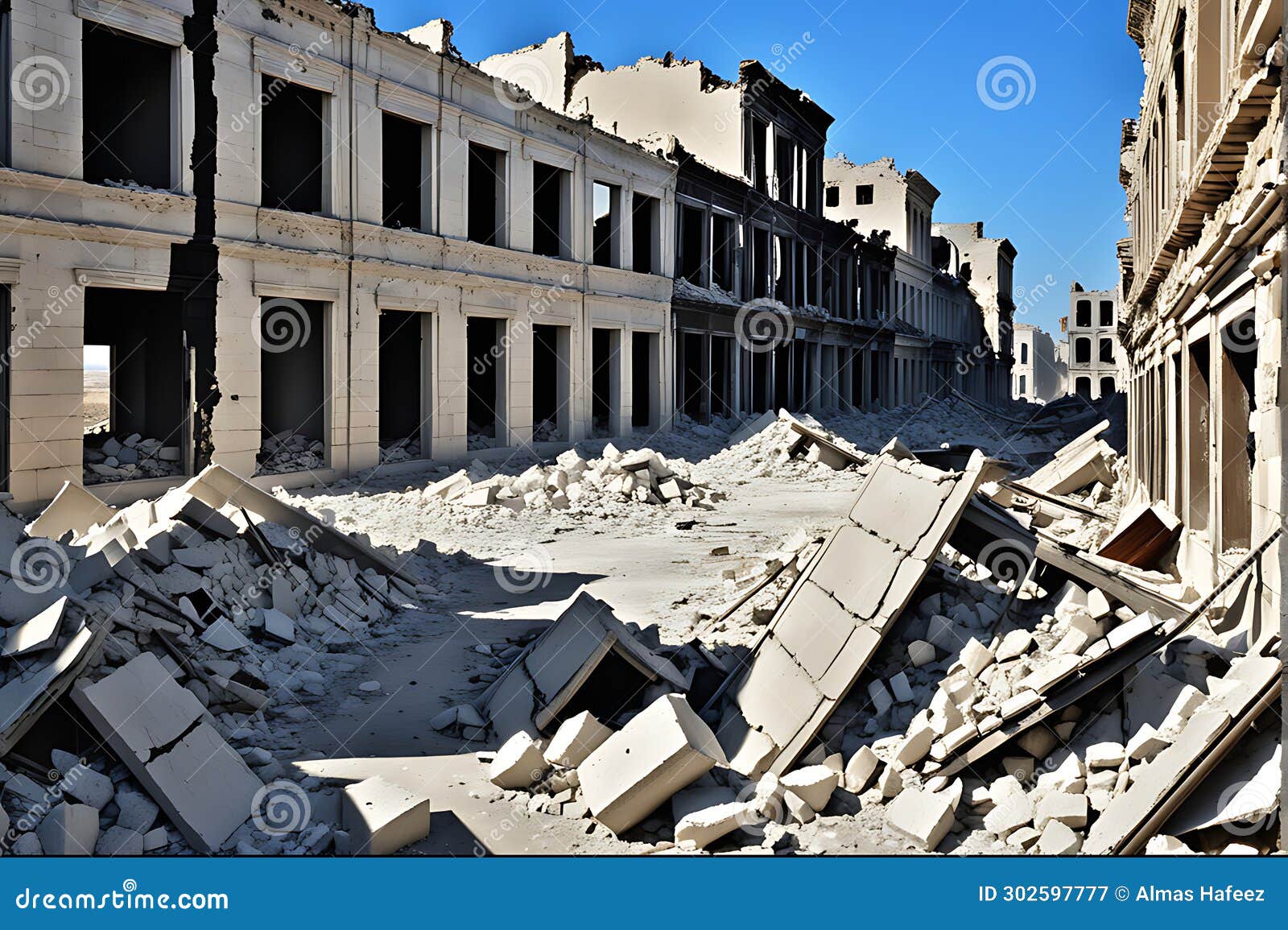Fully Destroyed and Ruined Buildings in War Stock Illustration ...