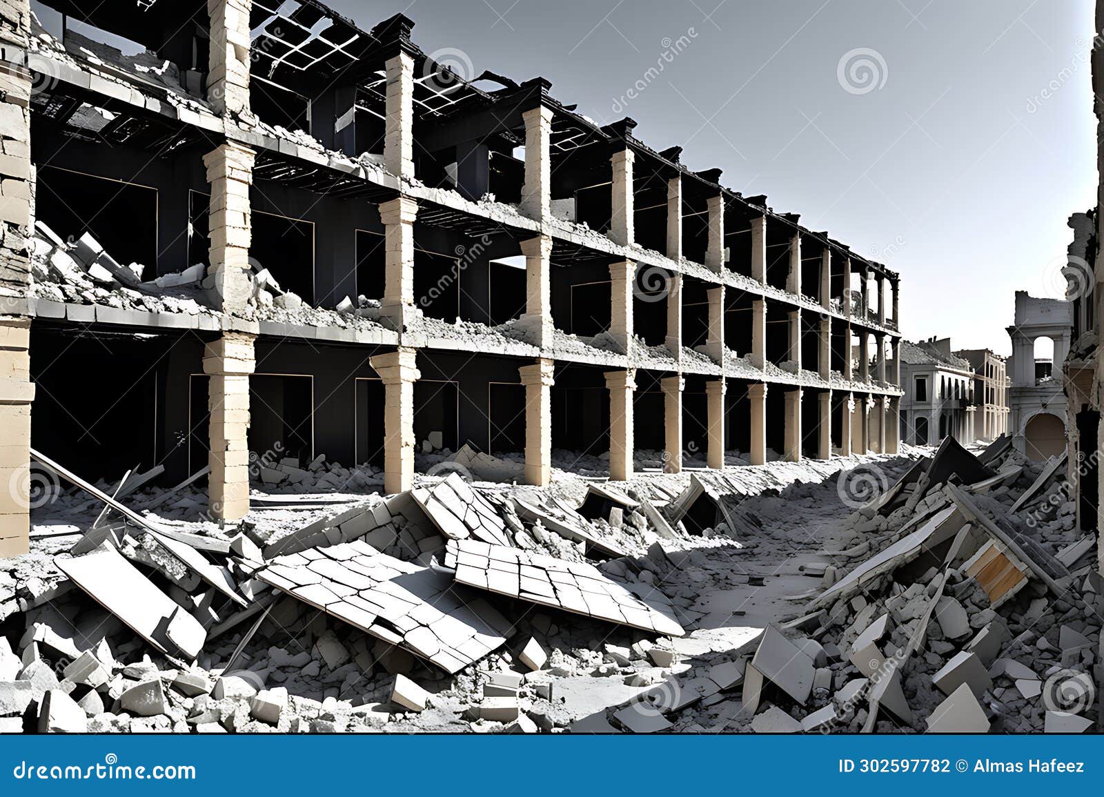 Fully Destroyed and Ruined Buildings in War Stock Illustration ...
