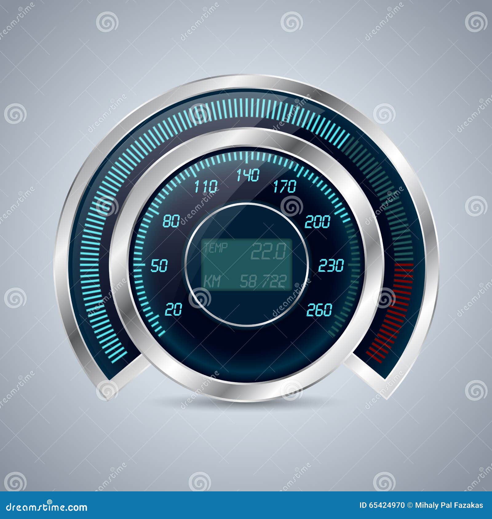 Fully Digital Speedometer Rev Counter Vector Illustration ...