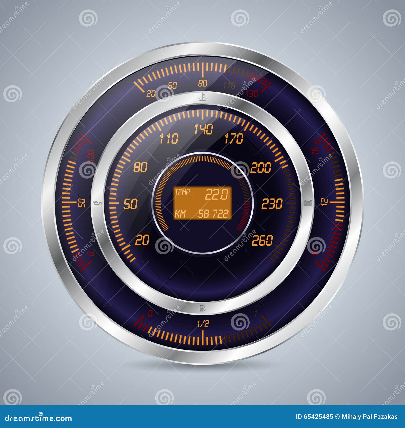 Fully Digital Speedometer Rev Counter Vector Illustration ...