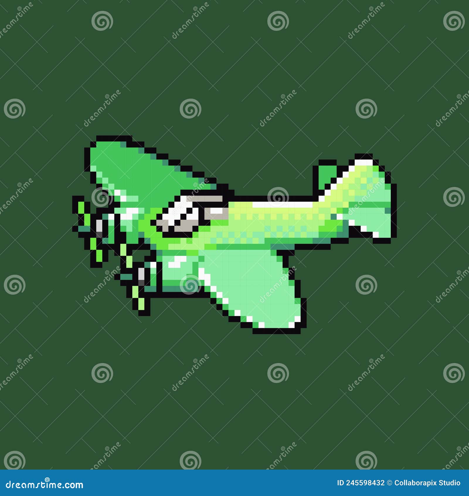 Fully Editable Green Vector Pixel Art Airplane Stock Vector ...