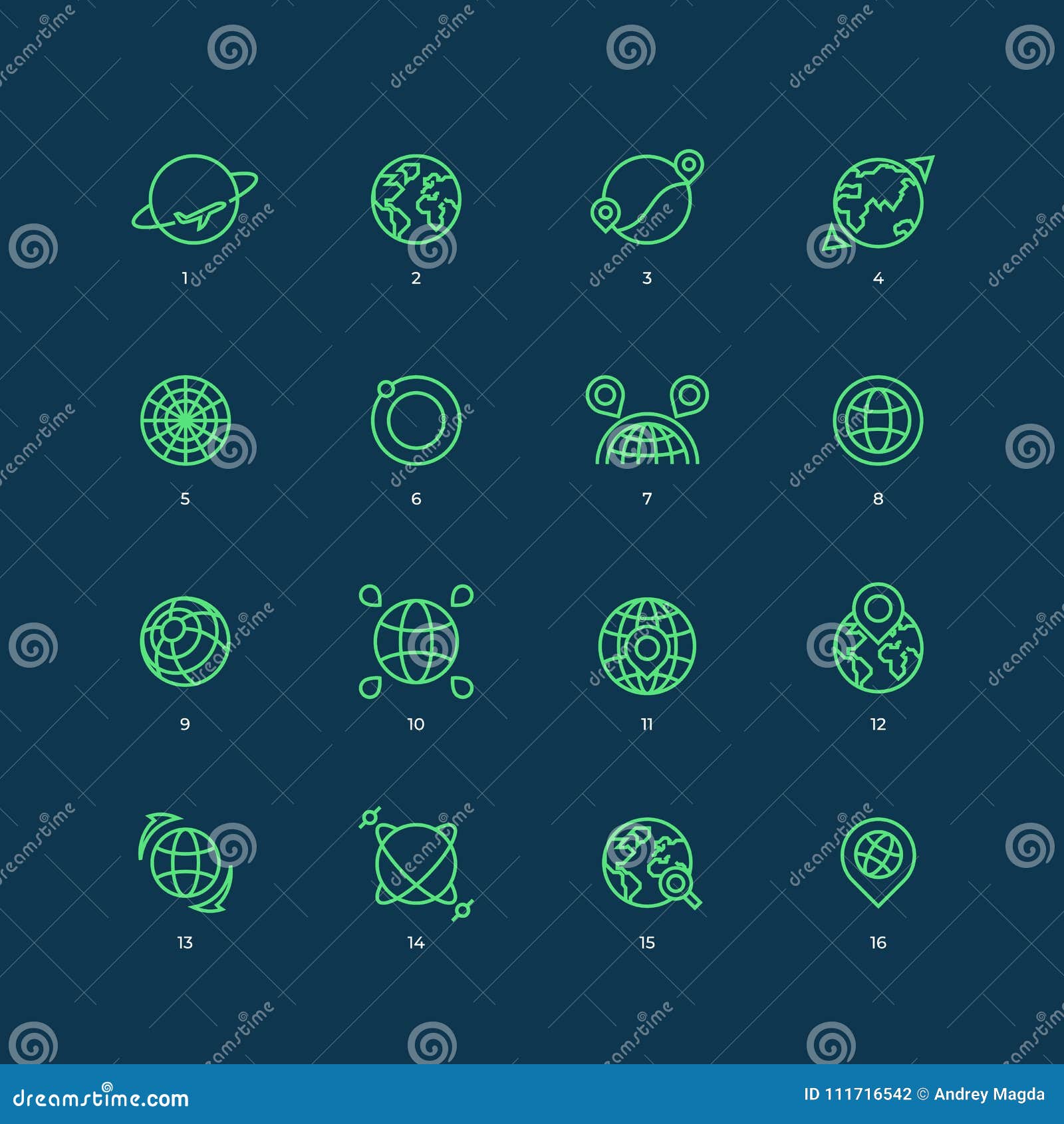 Fully Editable Line Icons of Planets and Global Positioning System ...