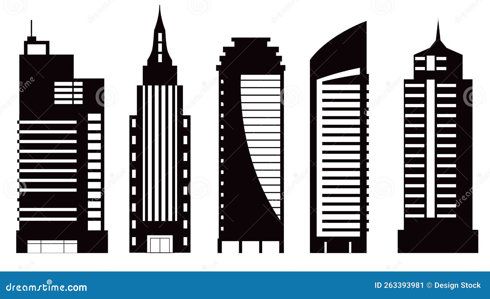 Skyscrapers Icons Set Simple Style Silhouettes Vector Stock ...