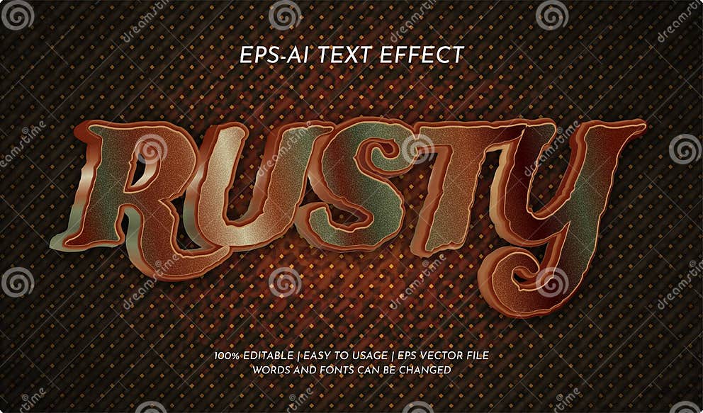 Editable Rusty Text Effect with Realistic Color Gradient Stock Vector ...