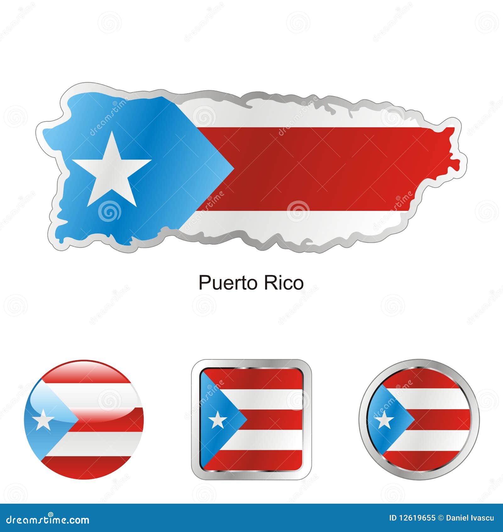 Fully Editable Vector Flag of Puerto Rico Stock Vector - Illustration ...