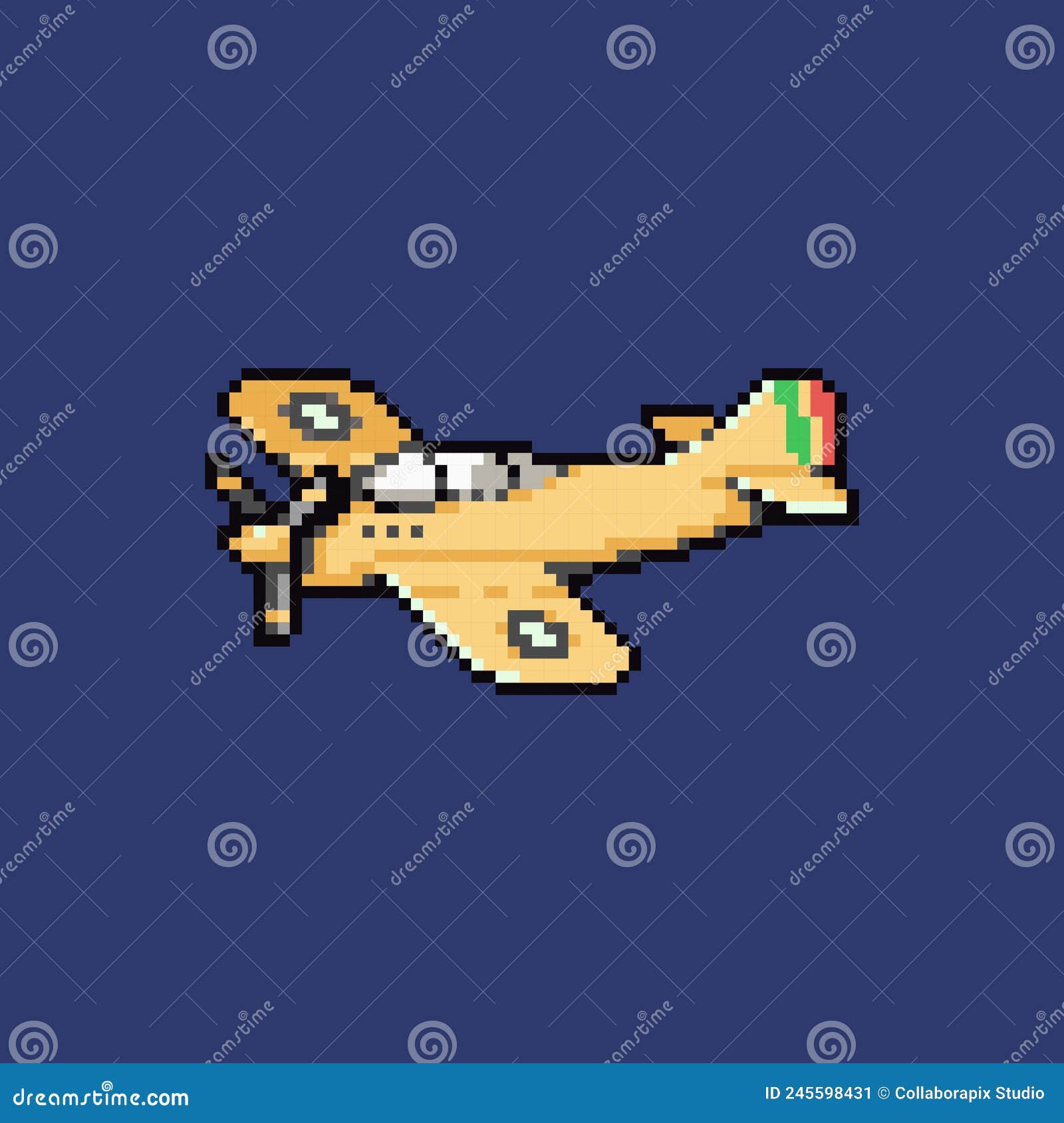 Fully Editable Vector Pixel Art Airplane Stock Vector - Illustration of ...