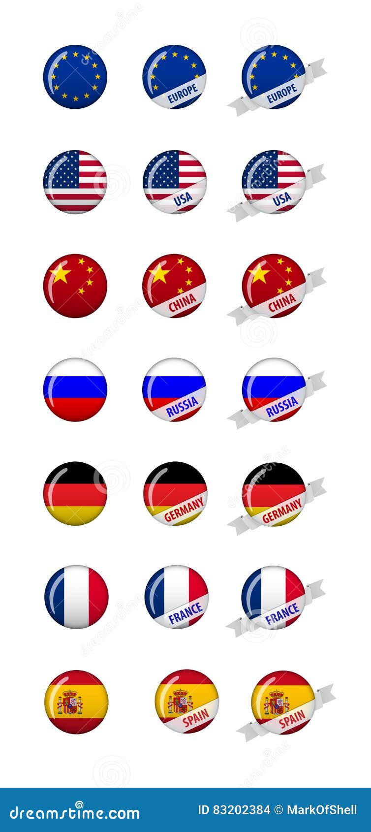 Fully Editable World Flag Badges Stock Vector - Illustration of ...