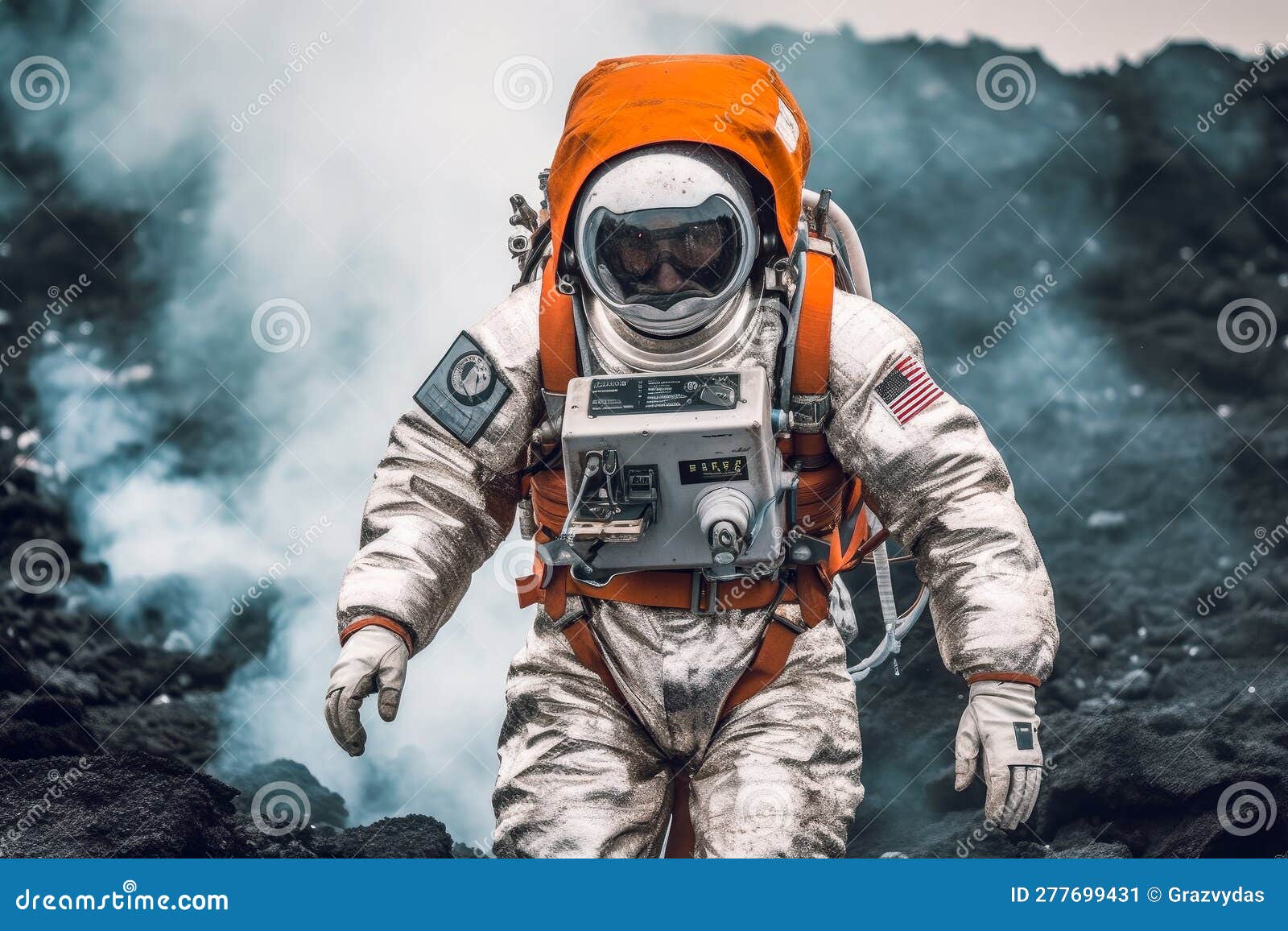A Fully Equiped Astronaut Is Exploring An Unknown Planet.AI Generated ...