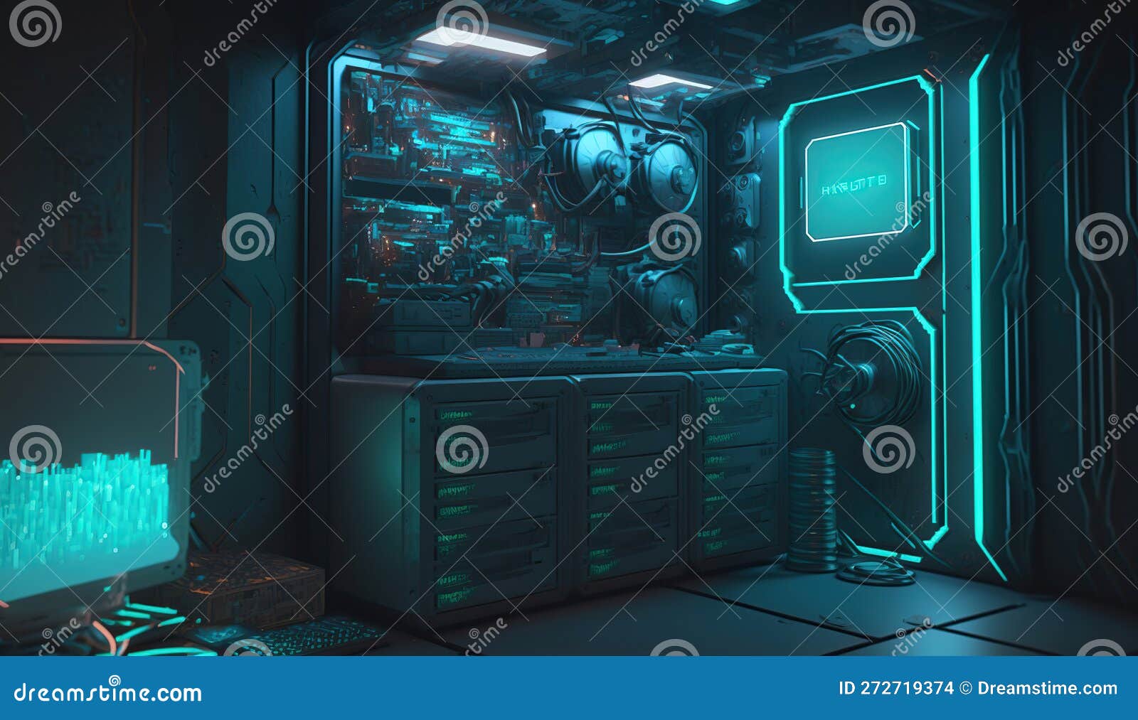 A Fully Equipped Hacker S Lair. Generative Ai Stock Illustration ...