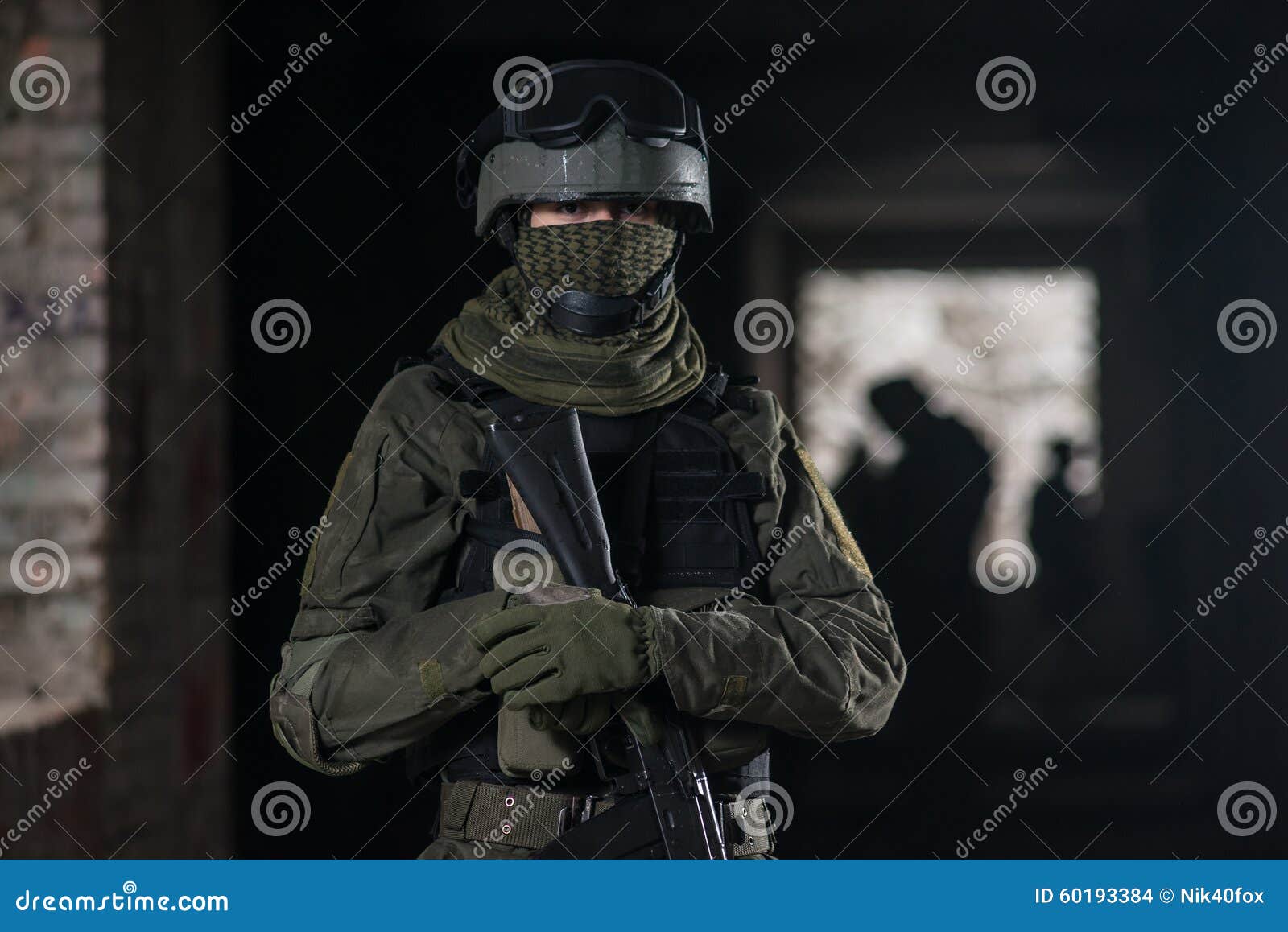 Fully Equipped Military Men with Automatic Weapons Stock Photo - Image ...