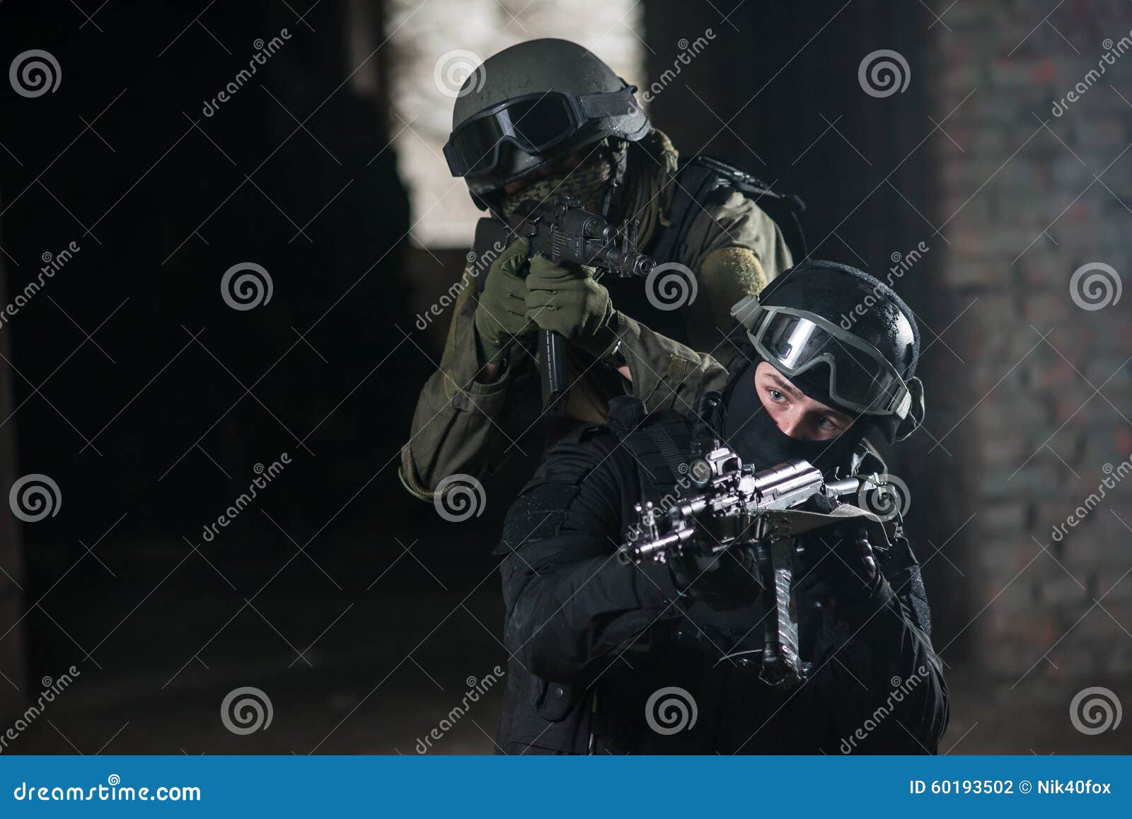 Fully Equipped Military Men with Automatic Weapons Stock Photo - Image ...