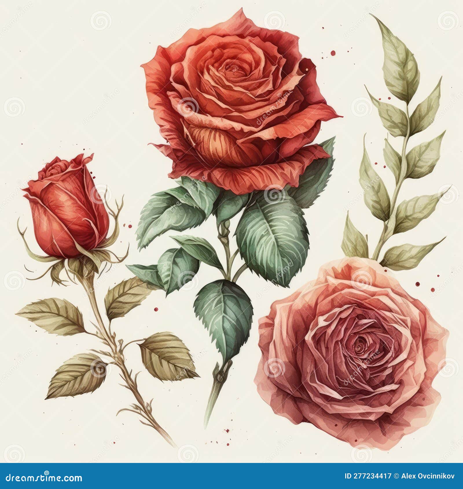 Fully Formed Red Rose Element Set for Scrapbooking and Invitations ...