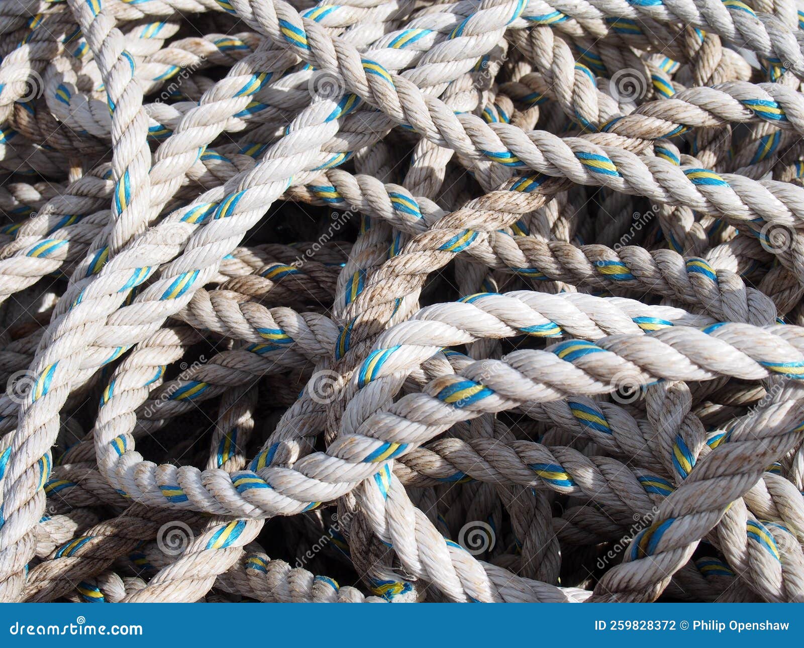 Image of Old Grey Coiled Nylon Marine or Fishing Rope Stock Photo ...