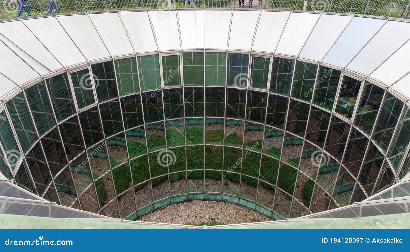 Fully Glazed Rounded Wall of Modern Urban Building Stock Image - Image ...