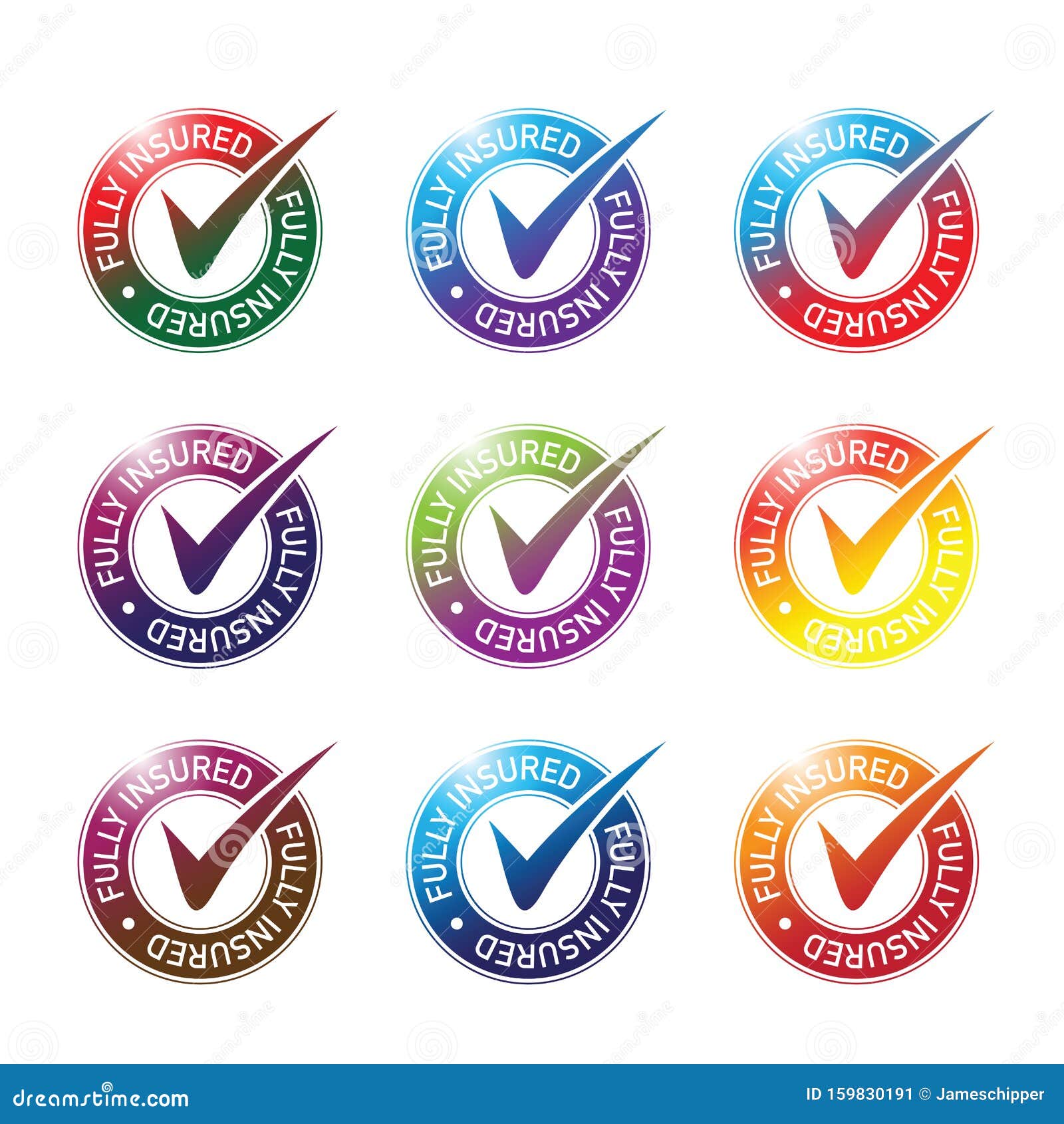 Fully Insured Shiny 3d Icon Set Stock Illustration - Illustration of ...