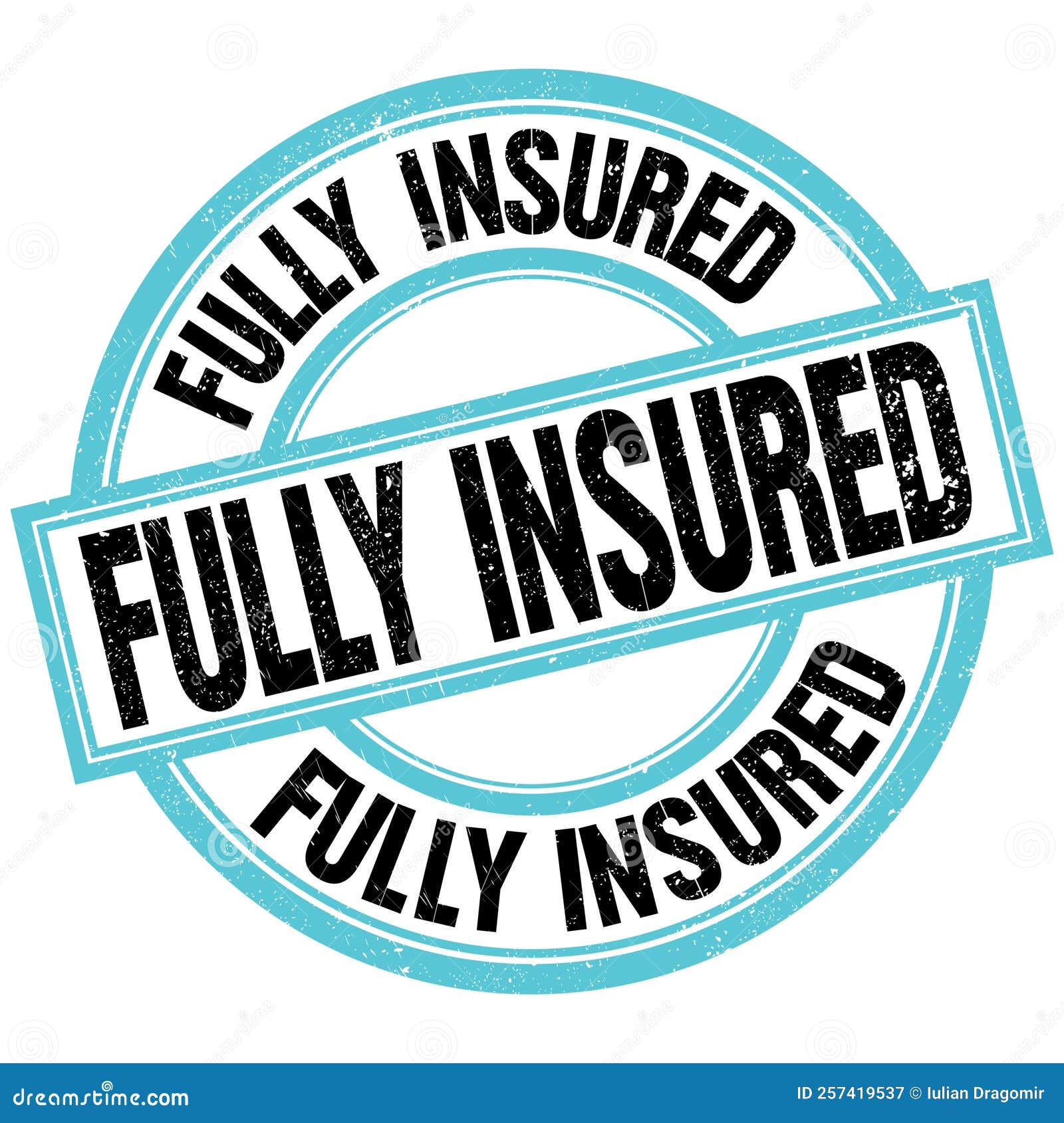 FULLY INSURED Text on Blue-black Round Stamp Sign Stock Illustration ...