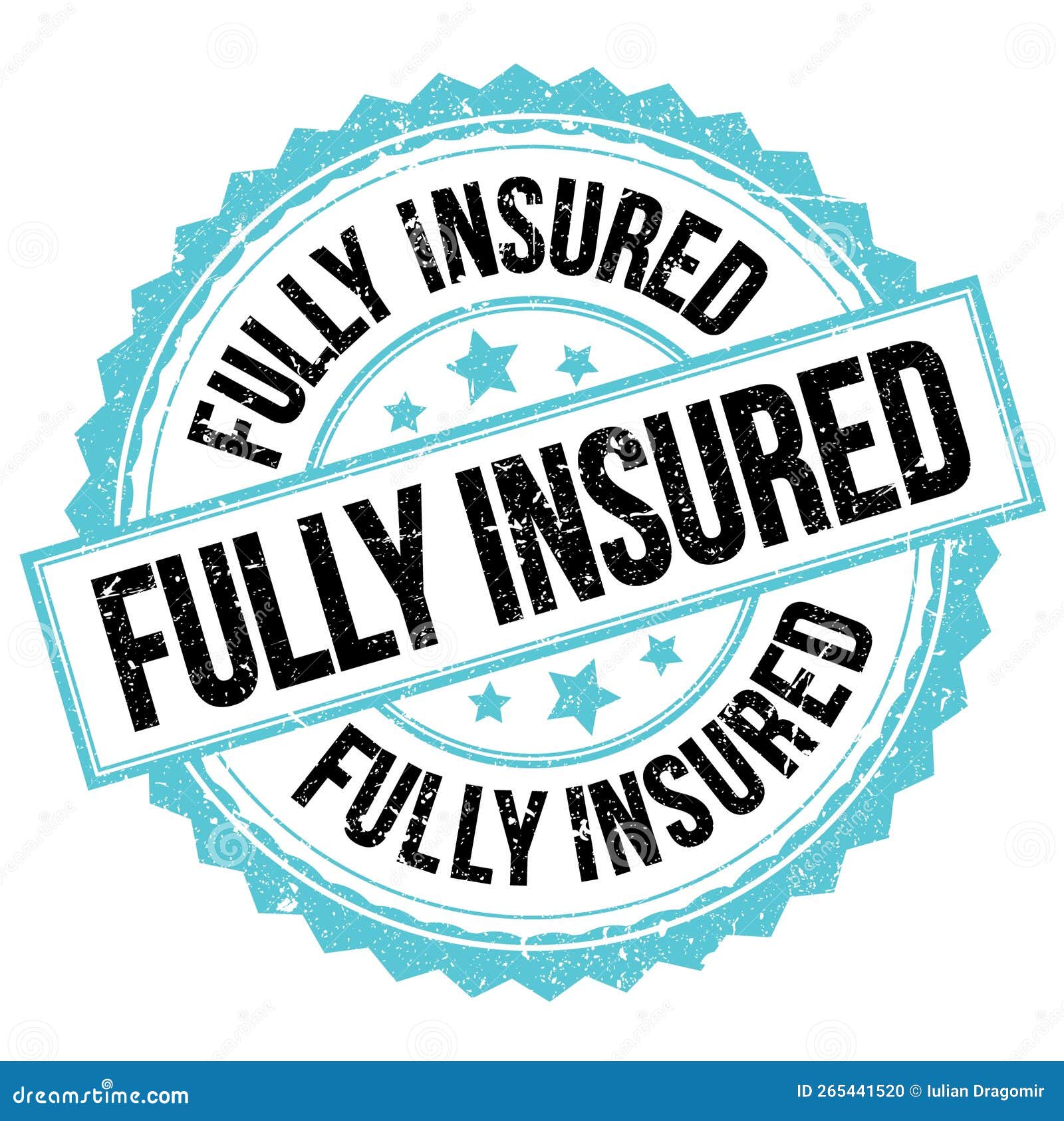 FULLY INSURED Text on Blue-black Round Stamp Sign Stock Illustration ...