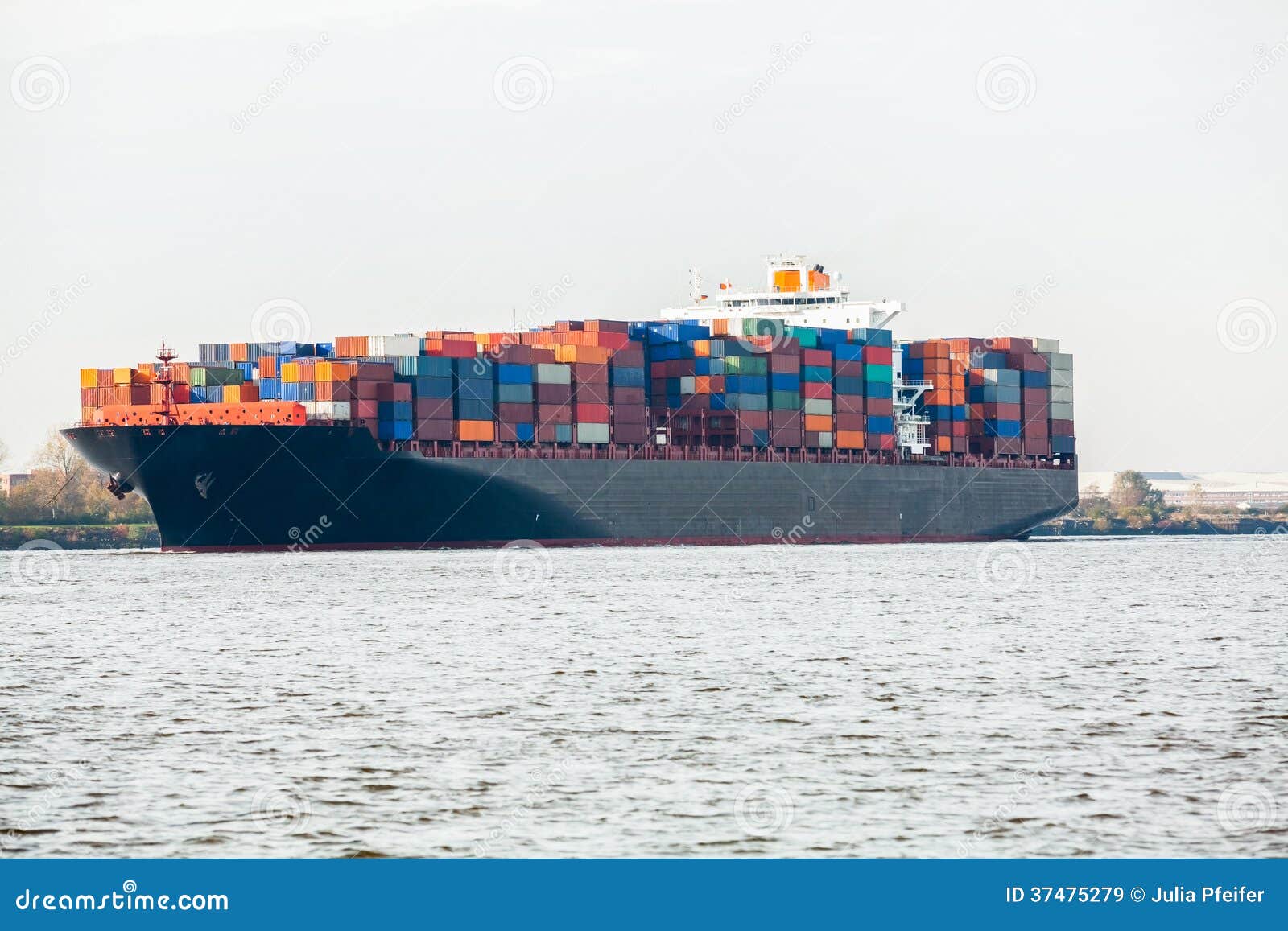 Fully Laden Container Ship in Port Stock Image - Image of industrial ...
