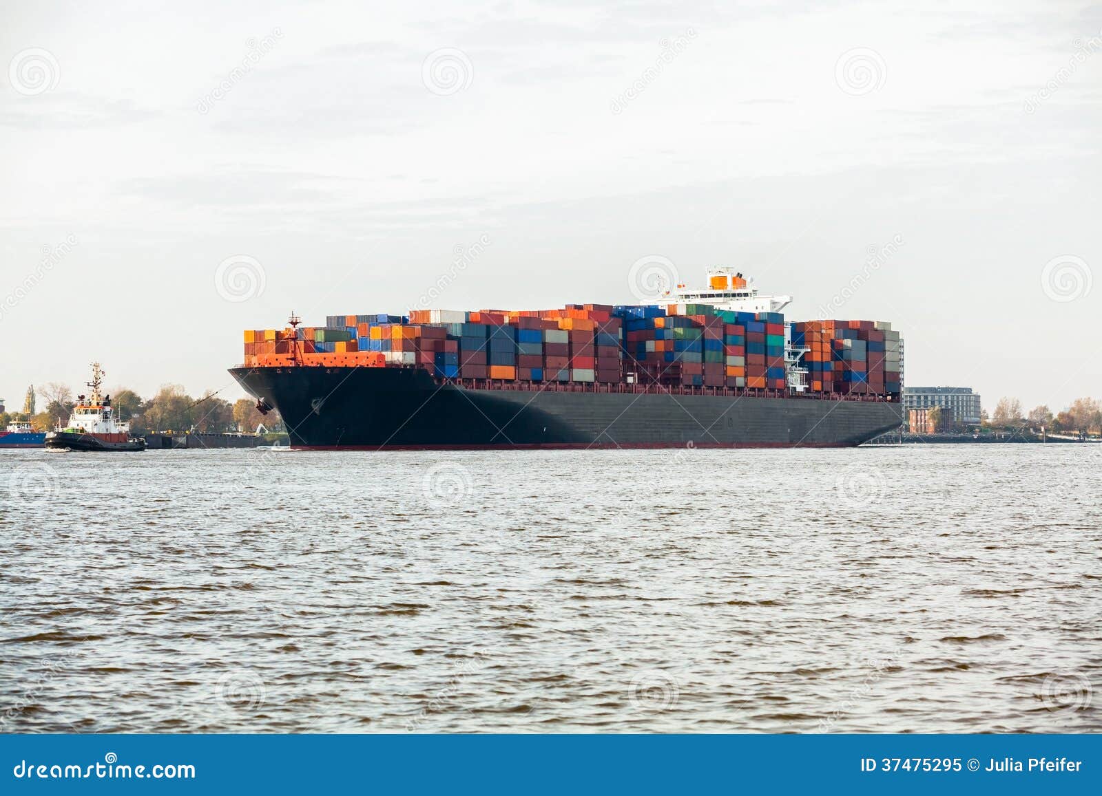 Fully Laden Container Ship in Port Stock Image - Image of import ...