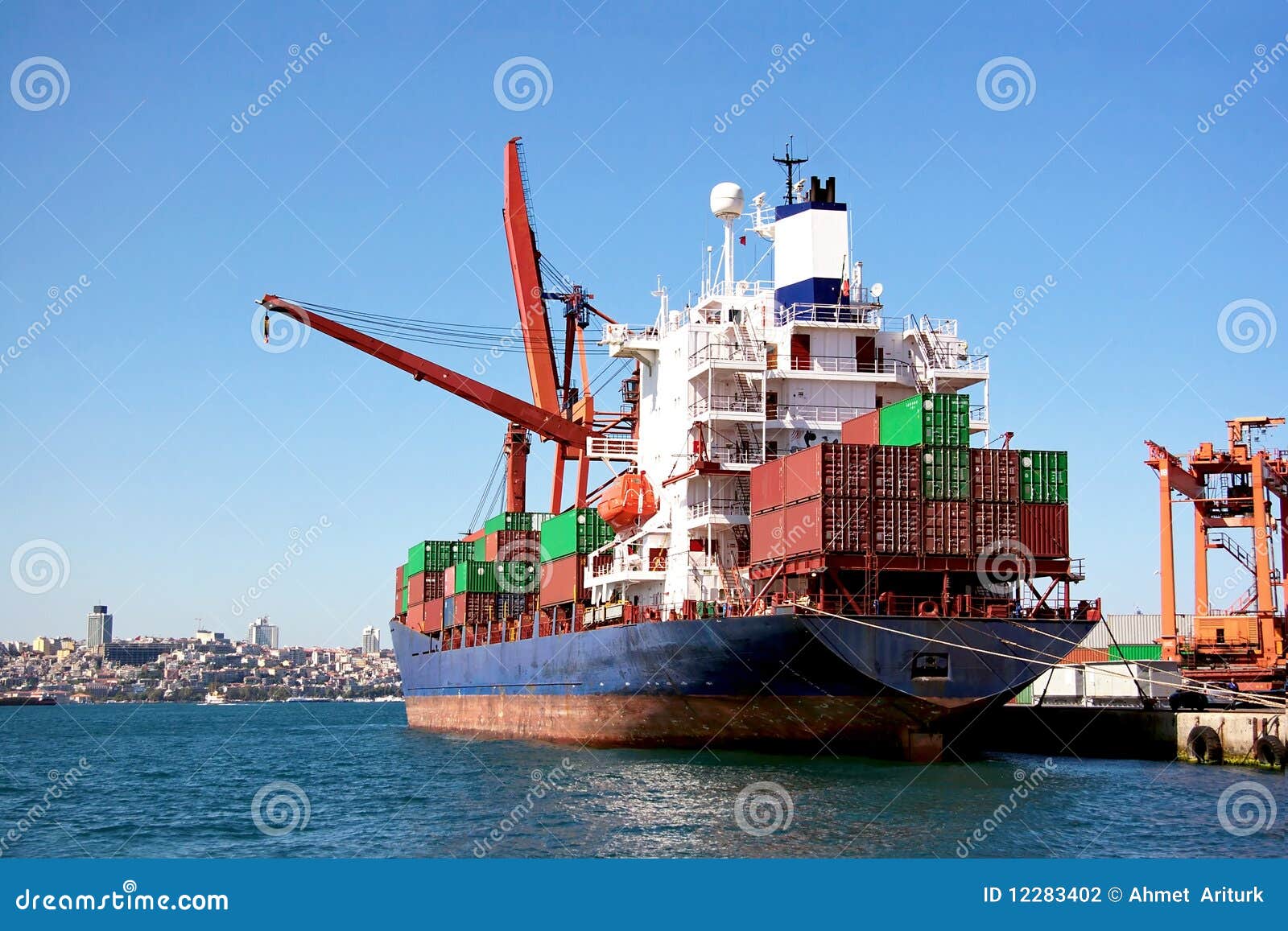 Fully loaded cargo ship stock photo. Image of loading - 12283402