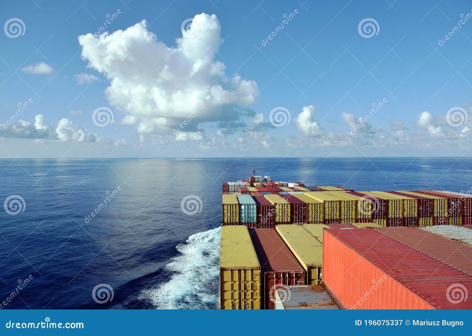 Stack of the Containers Loaded on Deck of the Cargo Ship. Stock Image ...