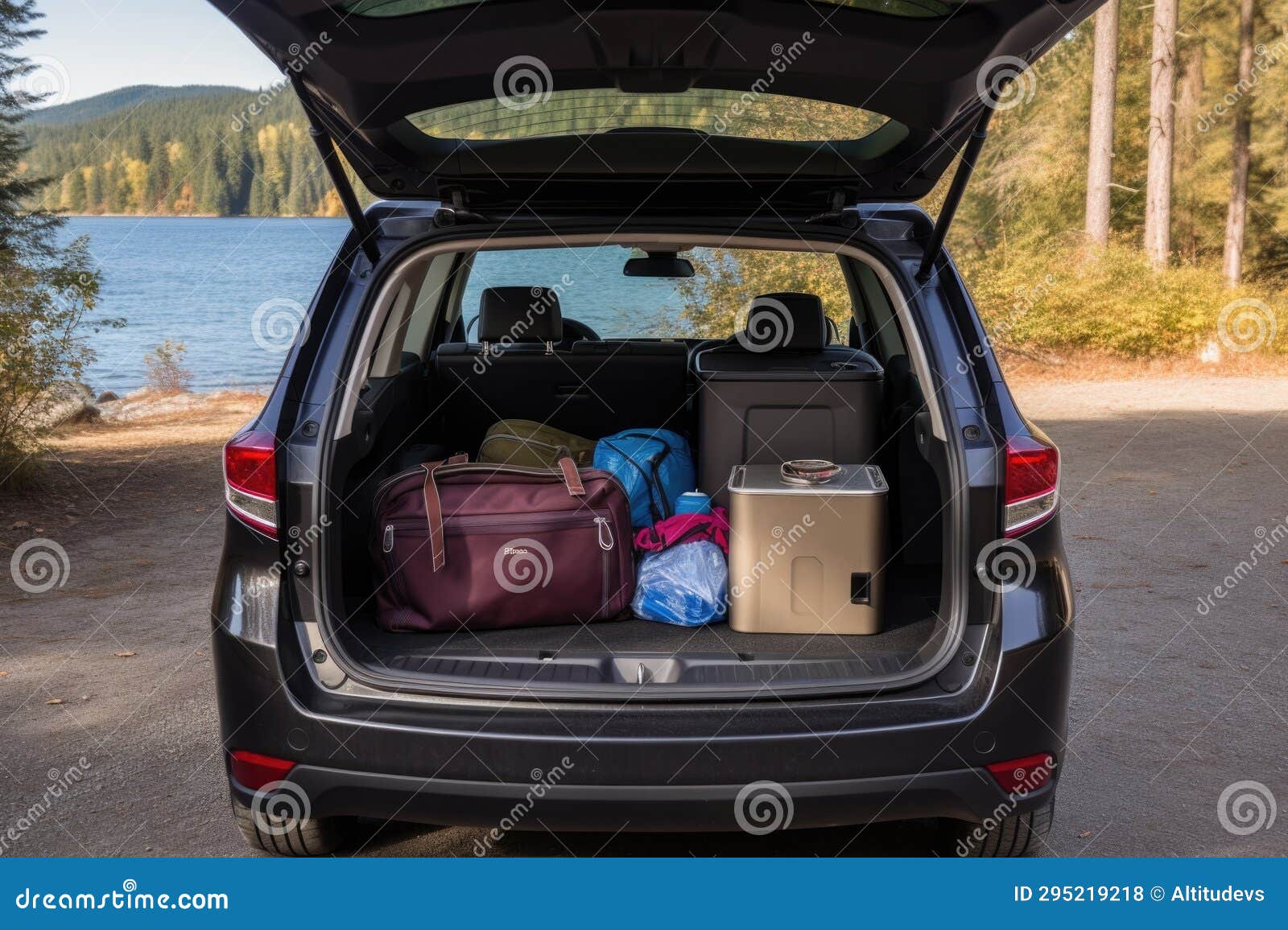 A Fully Packed Car Trunk Open, Ready for Travel Stock Photo - Image of ...