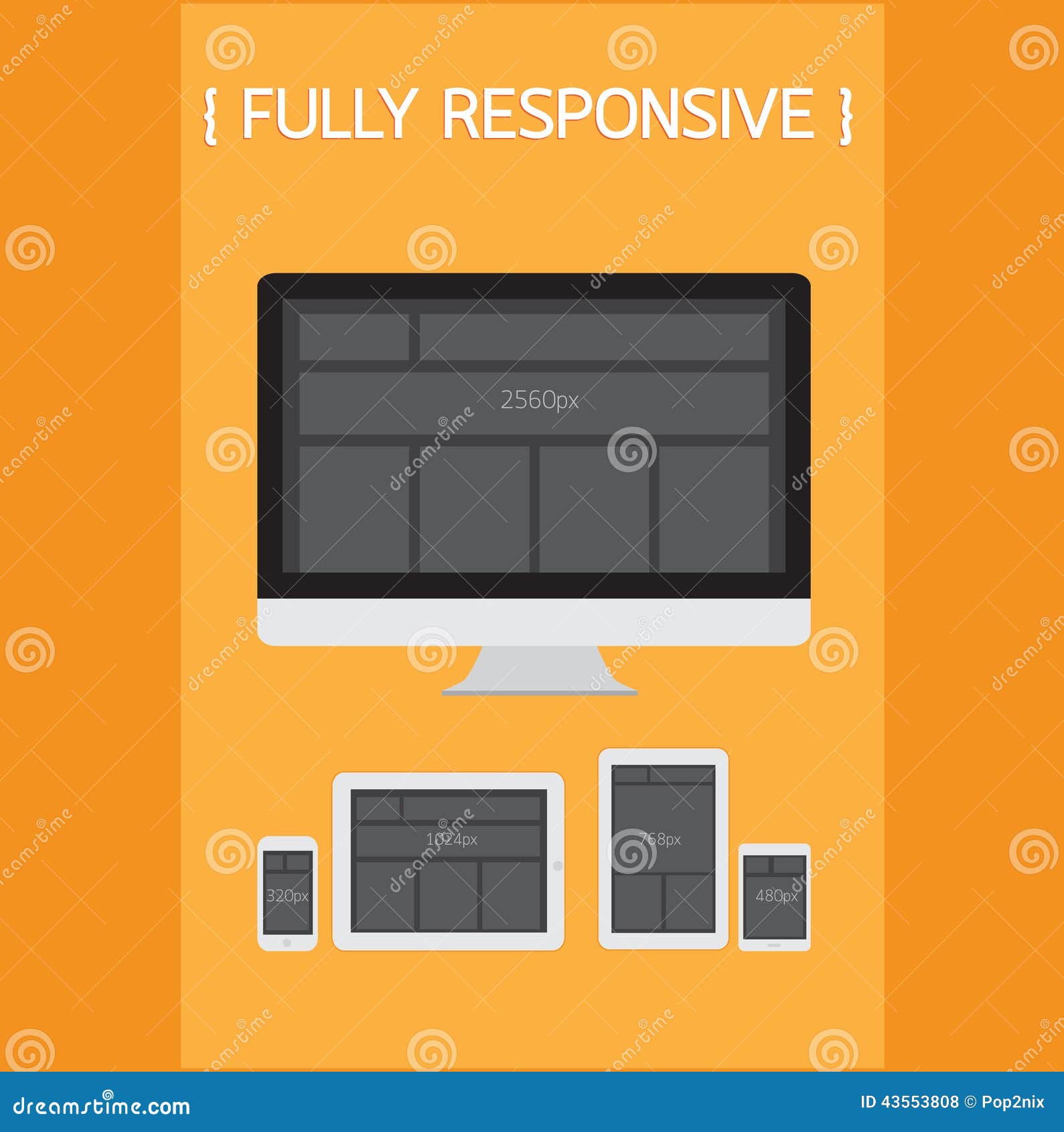 Fully Responsive Design. stock vector. Illustration of laptop - 43553808