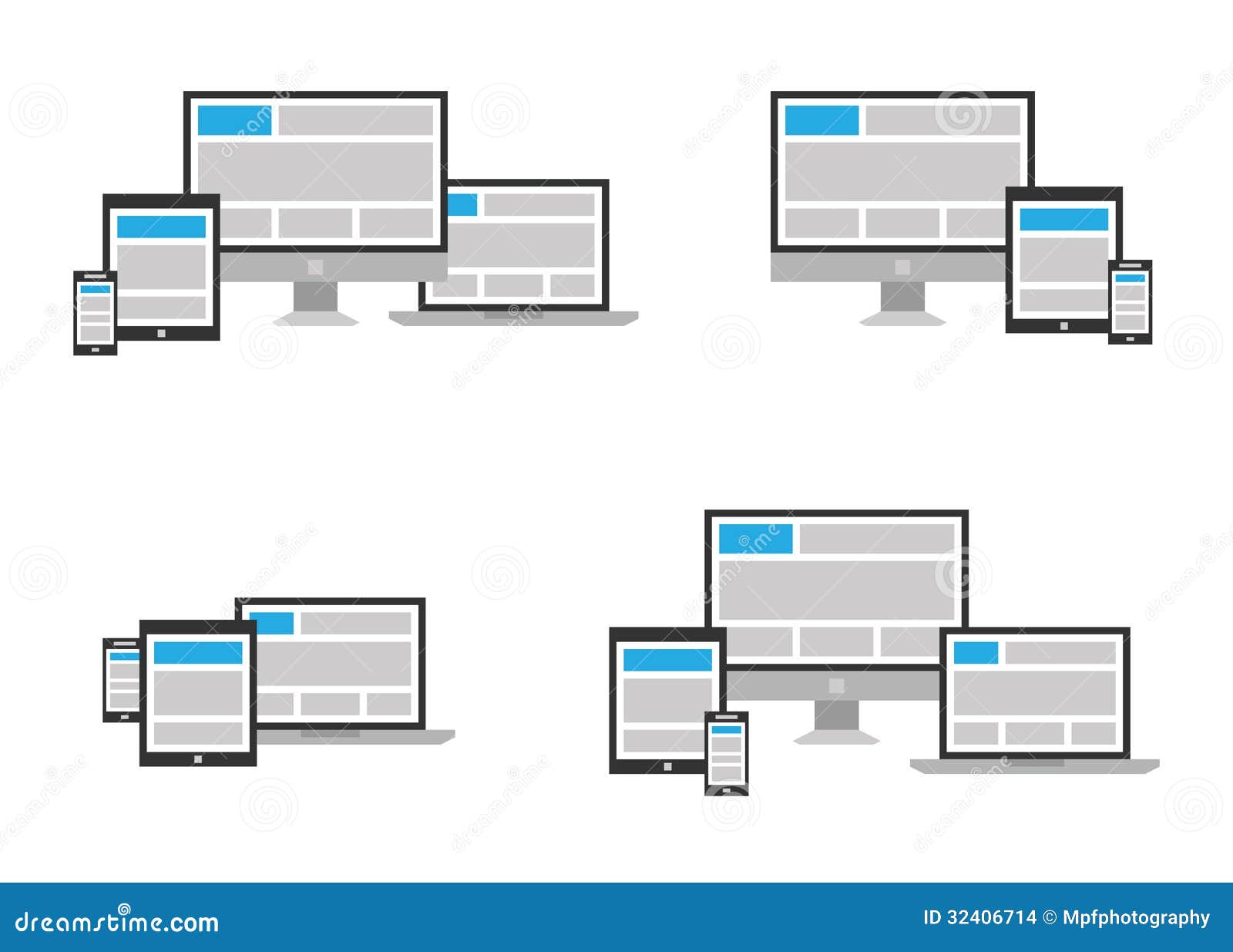 Fully Responsive Web Design Icon in Different Posi Stock Vector ...