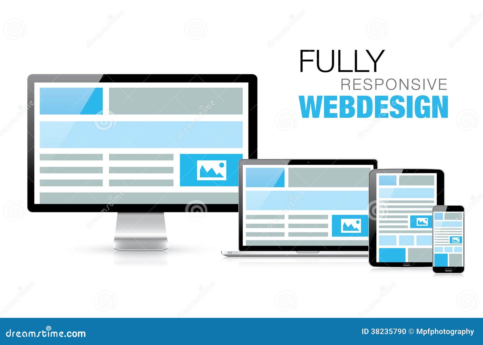 Fully Responsive Web Design in Modern Realistic El Stock Vector ... Fully Responsive Web Design in Modern Realistic El Stock Vector ...
