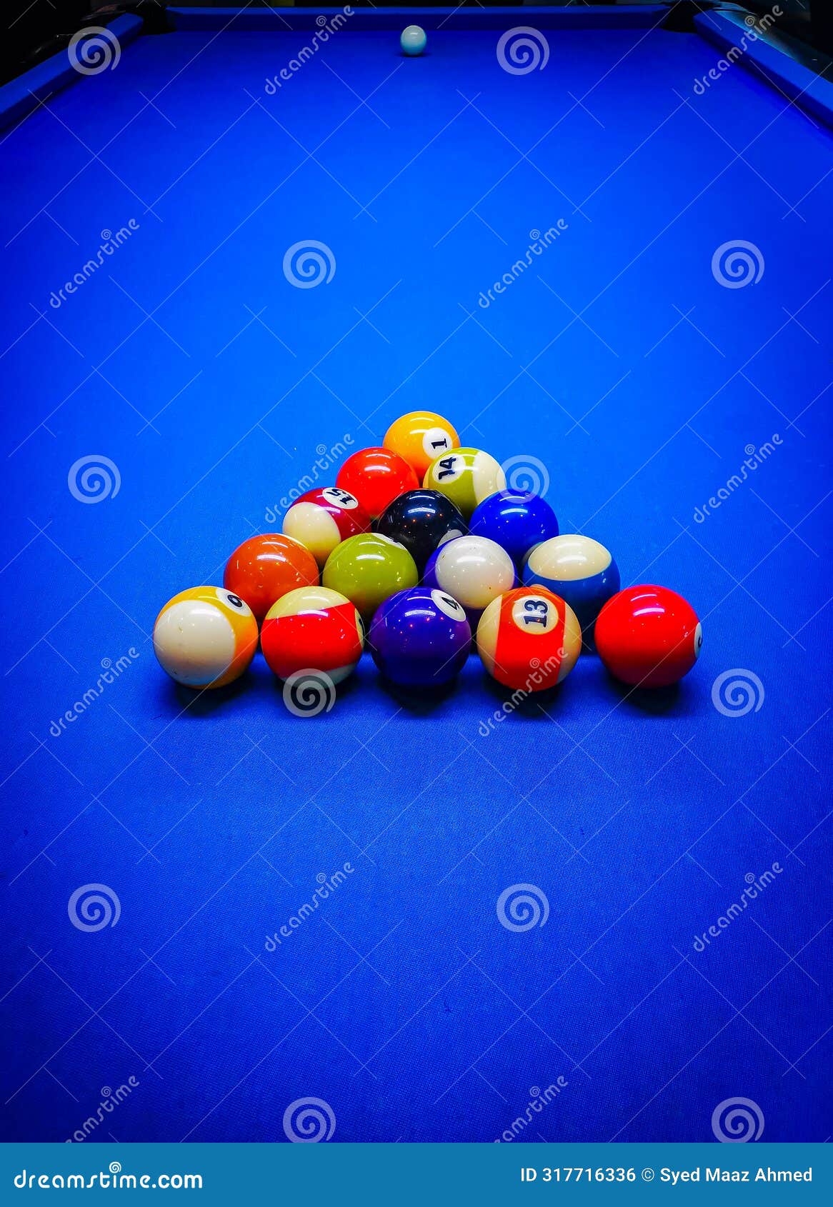 Fully Set Pool Table. Top View of Pool Table with 16 Balls Stock Photo ...