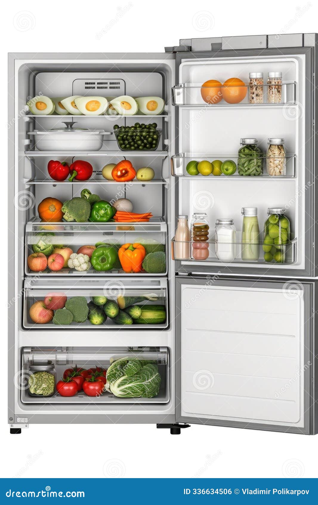 A Fully Stocked Refrigerator with Various Food Items Stock Photo ...