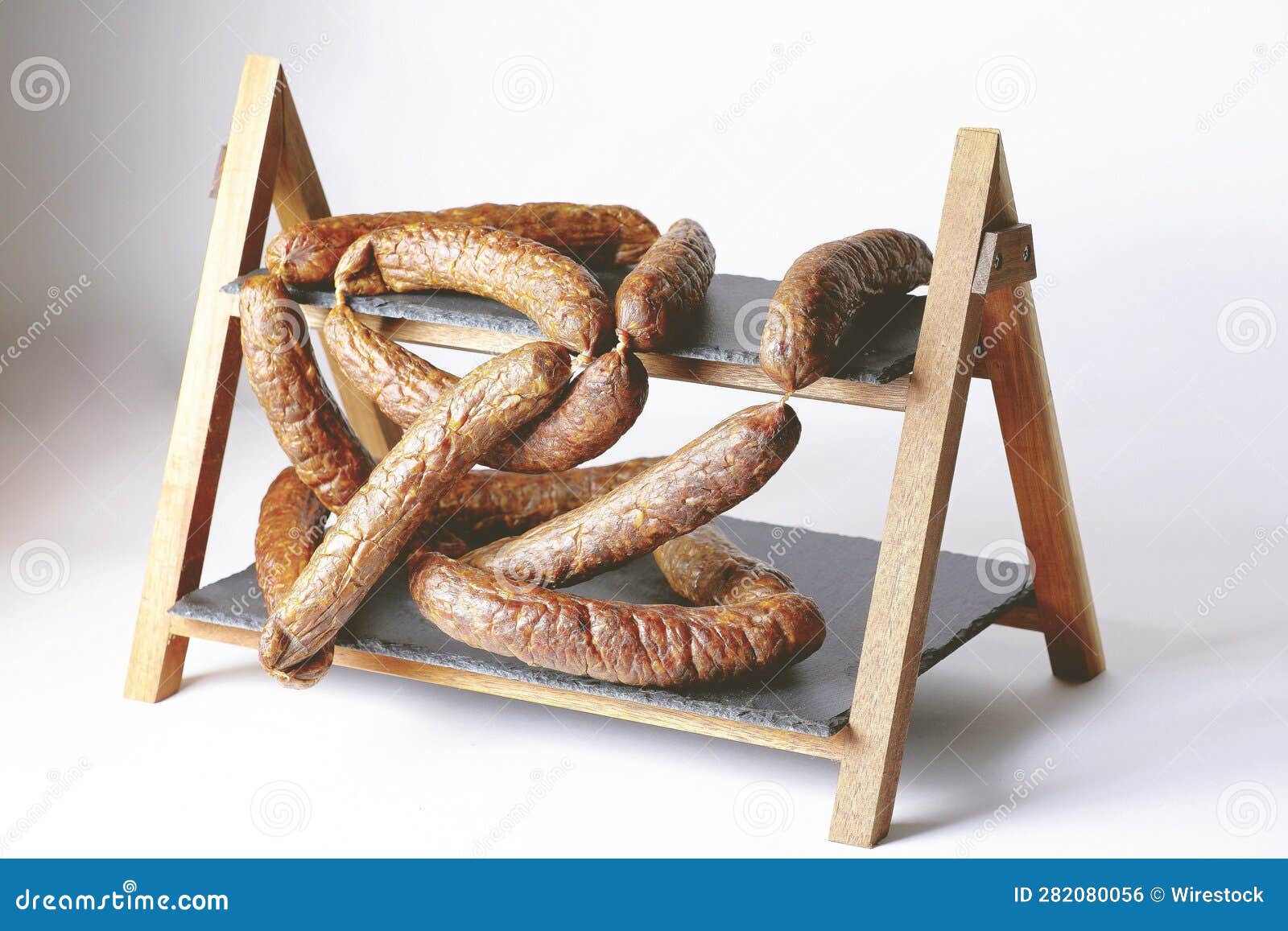 Fully-stocked Snack Stand, Featuring an Array of Sausages on a Rack ...