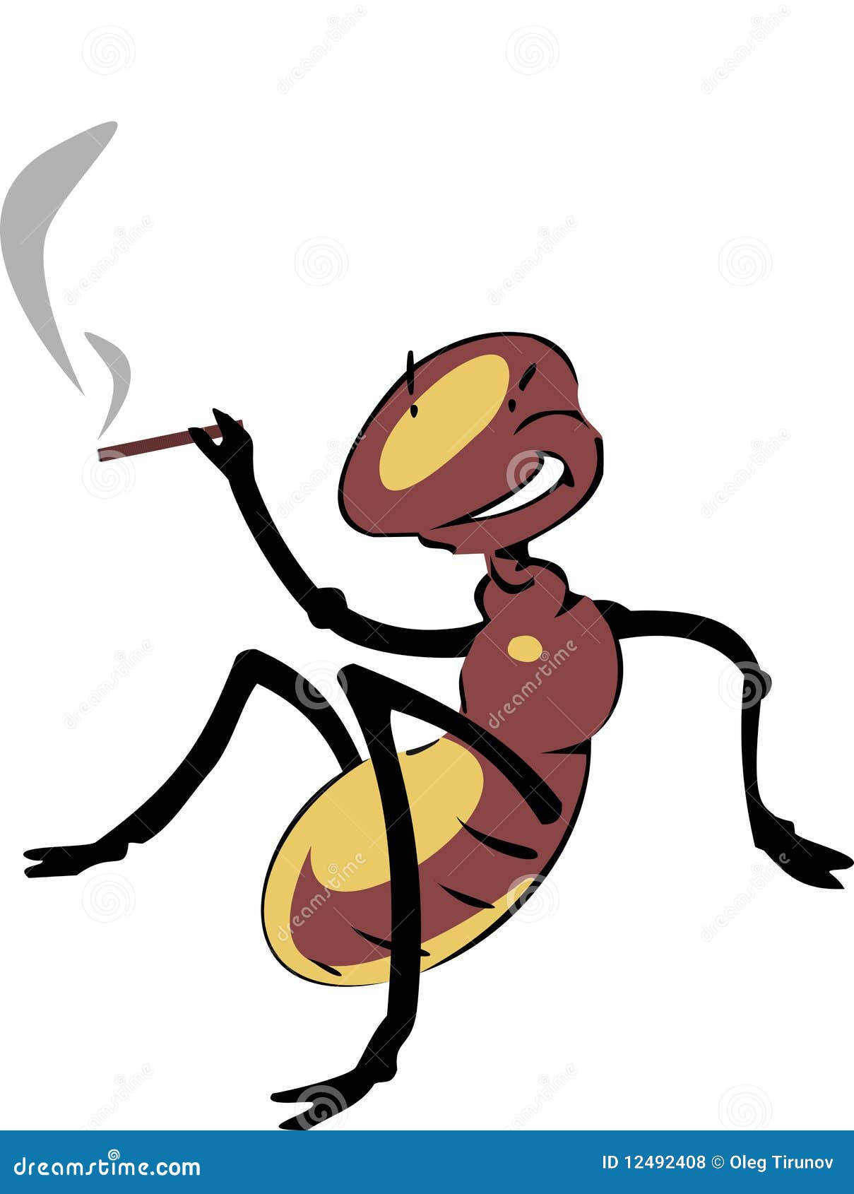 Fumando Un Cigarro Una Sentada Del Insecto Ilustración del Vector ...