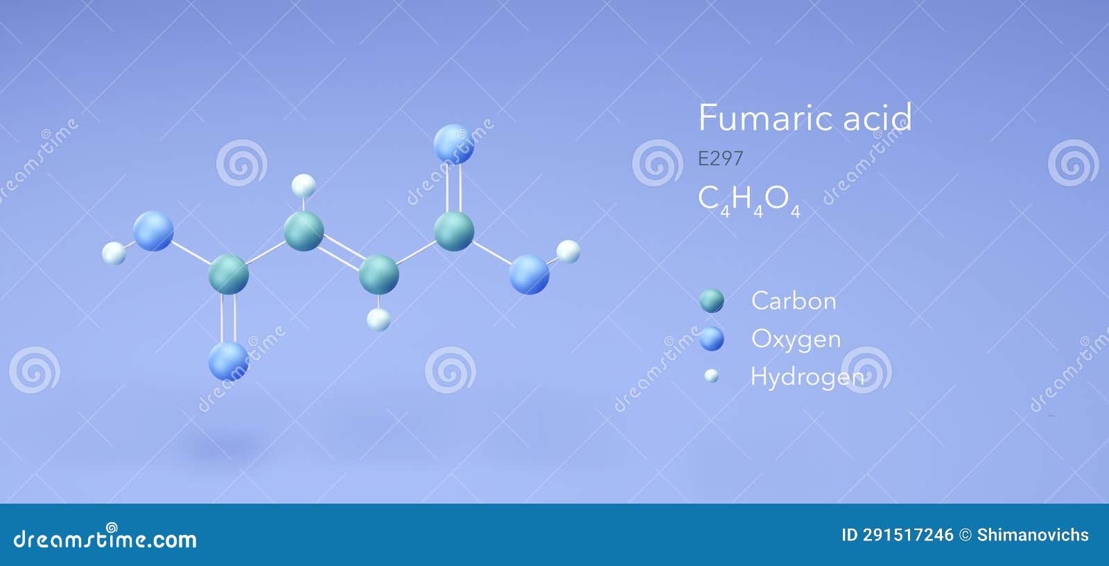 Fumaric Acid Molecule, Molecular Structures, Food Additive E297, 3d ...